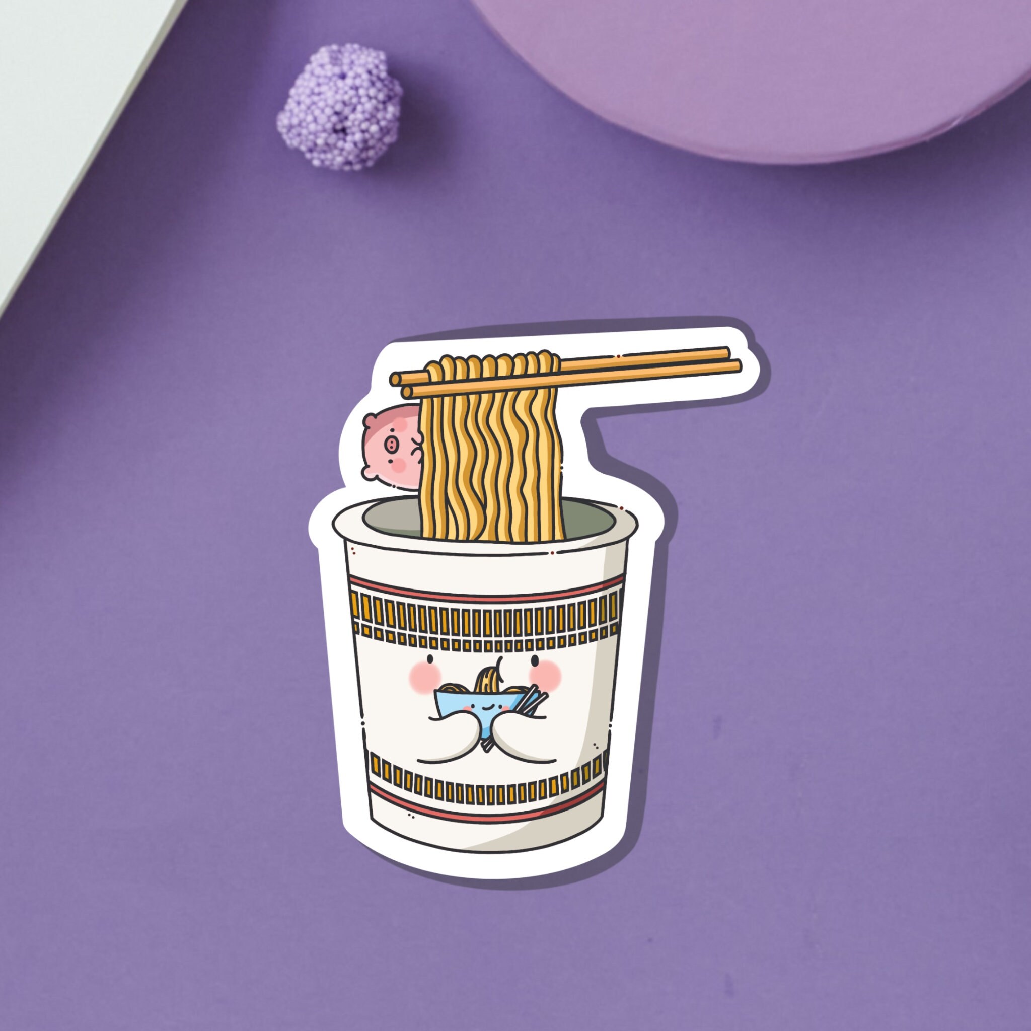 Cute Ramen Noodles Vinyl Sticker Kawaii Ramen Stickers - Etsy