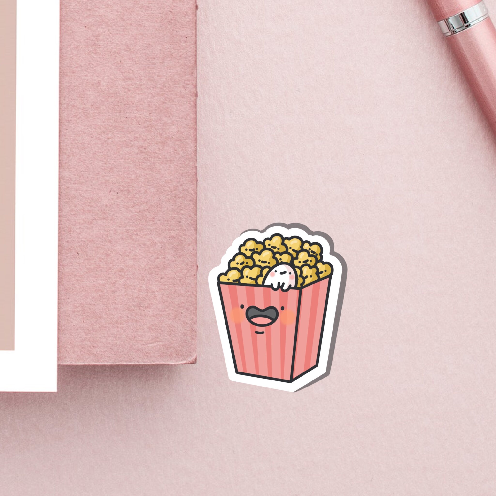 Cute Popcorn Vinyl Sticker Kawaii Stickers Popcorn Stickers | Etsy
