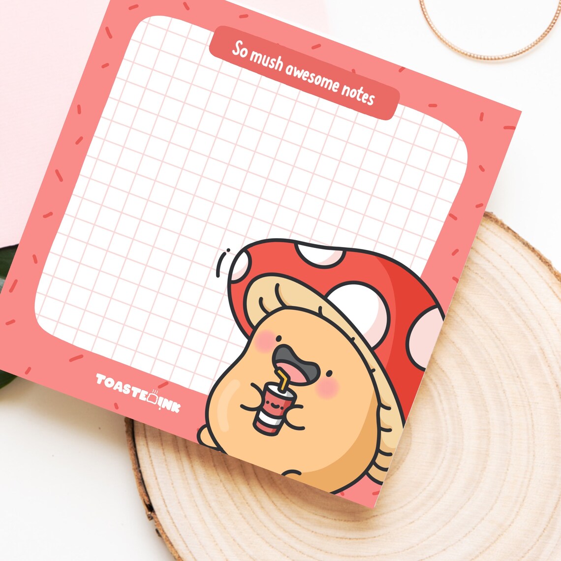 Cute Mushroom Sticky Notes Mini Grid Kawaii Design Sticky - Etsy