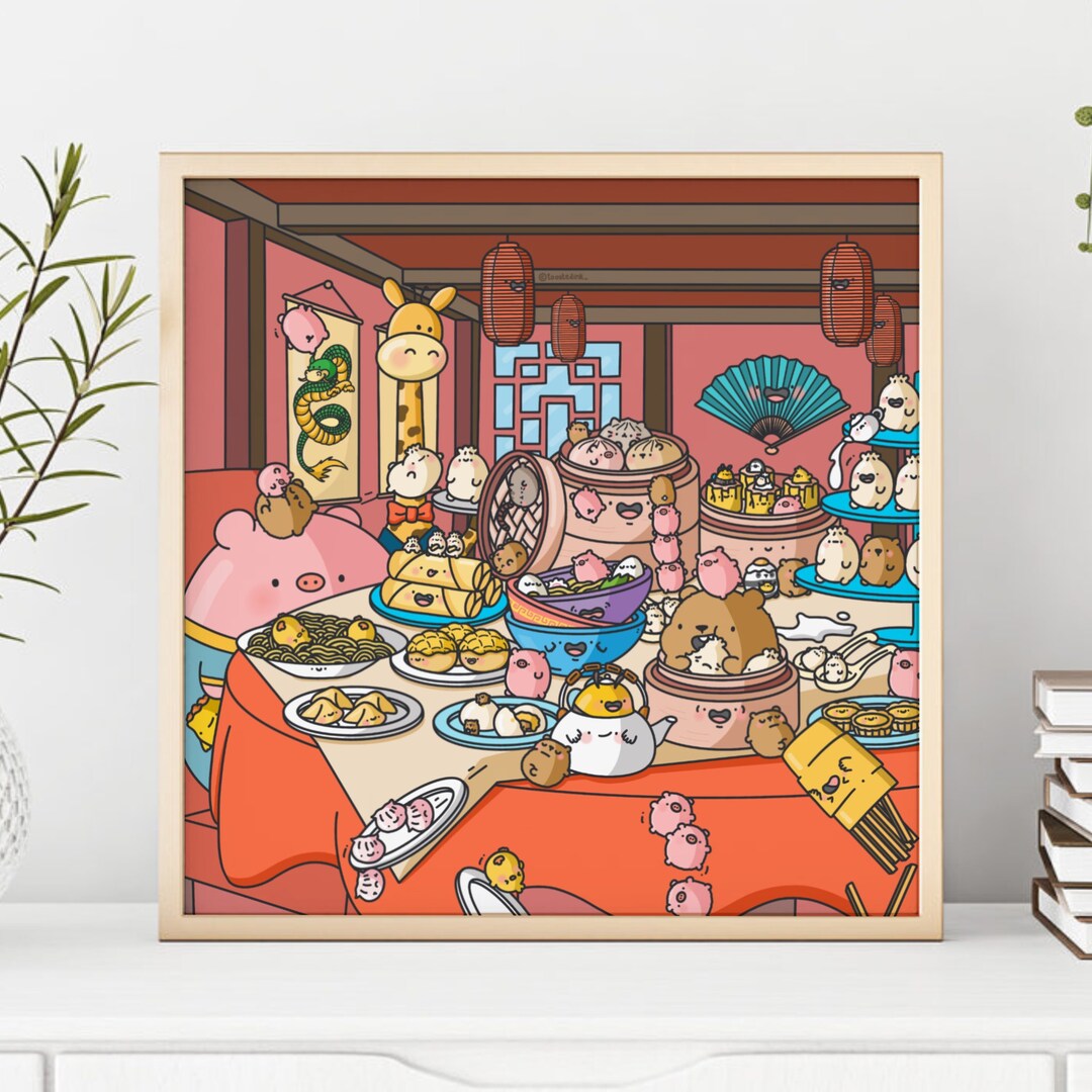 Cute Dim Sum Art Print - Illustration - Kawaii Illustration Print ...