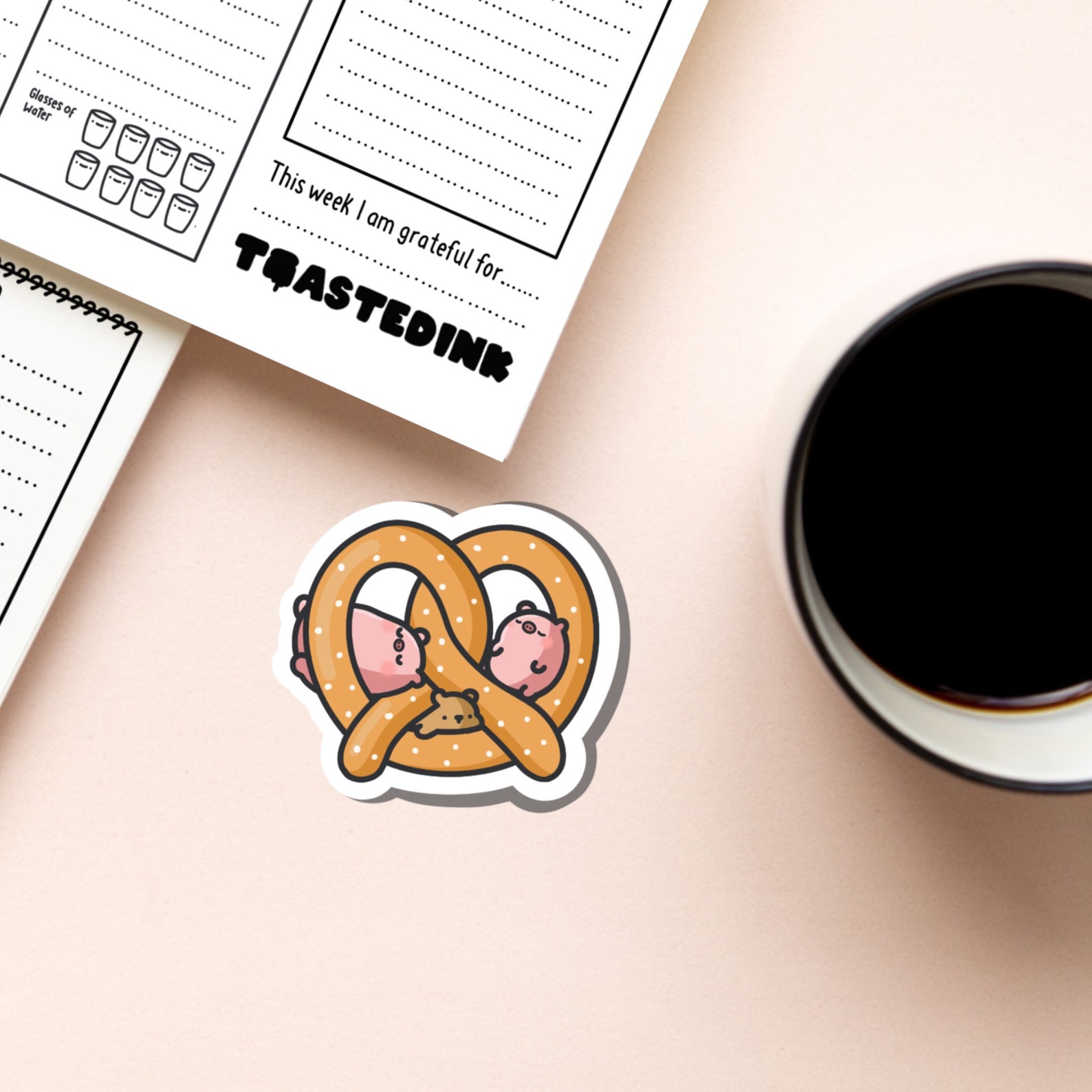 Cute Pretzel Vinyl Sticker Kawaii Stickers Pretzel Stickers | Etsy