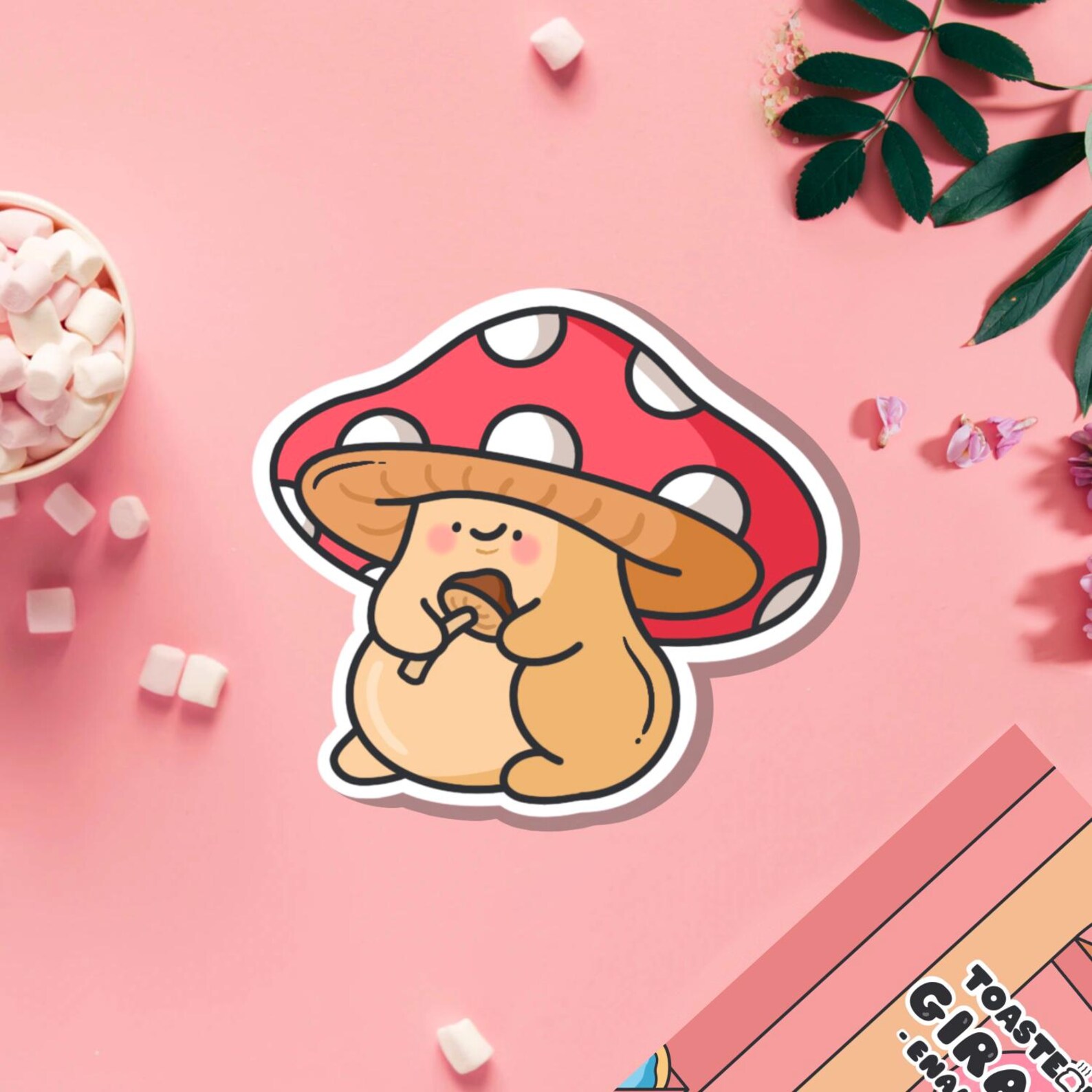 Mushroom Vinyl Sticker | Kawaii Mushroom Stickers | Cute Vinyl Sticker ...