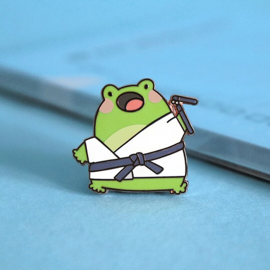 Karate Frog Enamel Pin | Kawaii Frog Pin | Rose Gold Frog | Hard Enamel ...