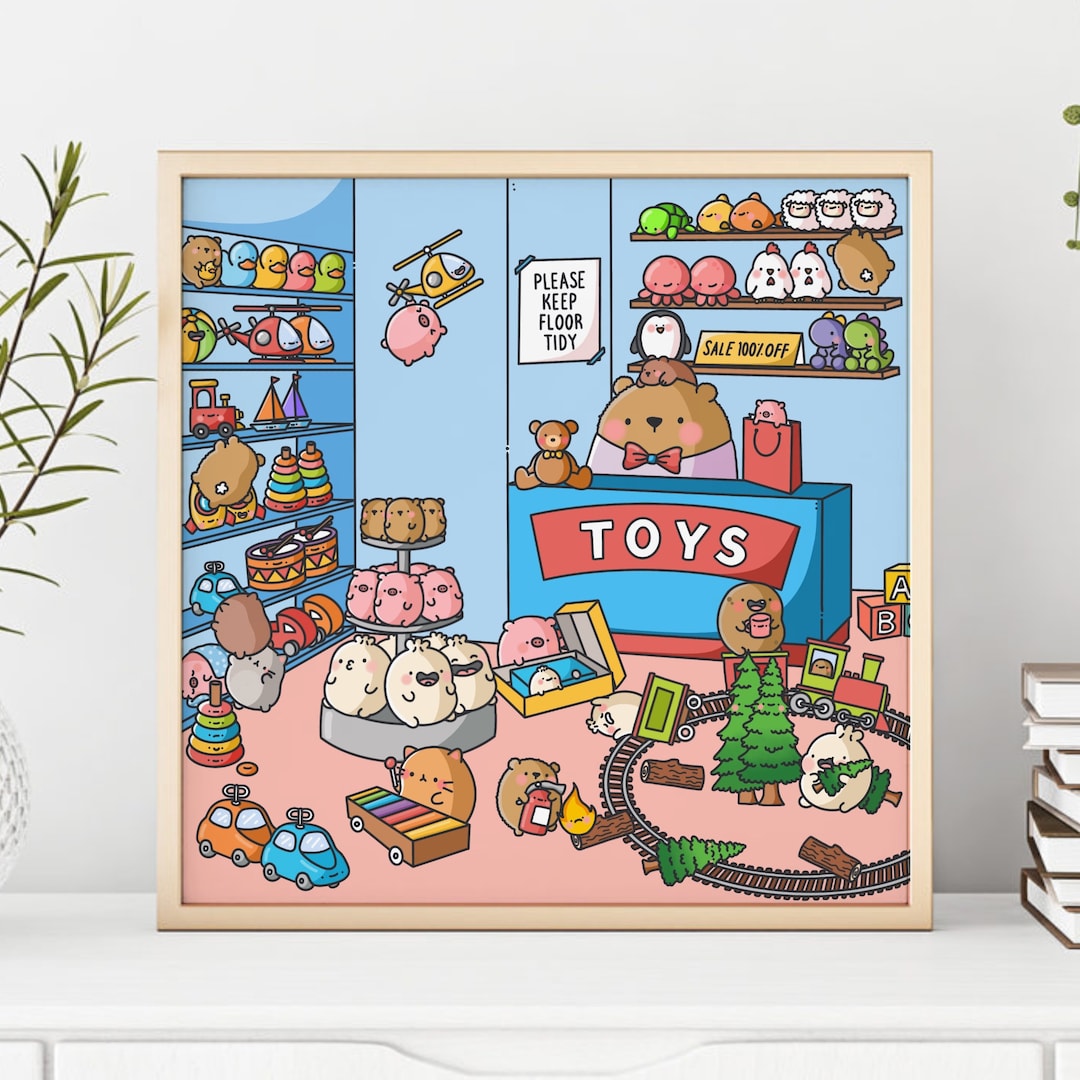 Cute Toy Shop Art Print - Illustration - Kawaii Illustration Print ...