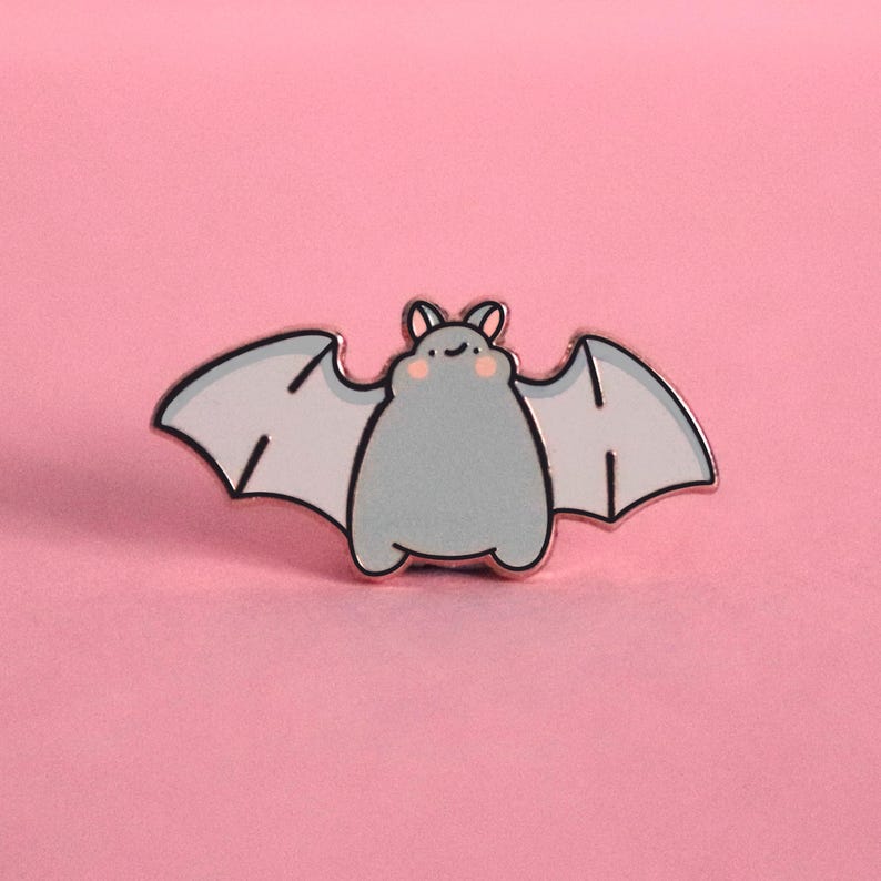 Bat Enamel Pin | Kawaii Cute Bat Pin | Rose Gold Halloween Pin | Hard ...