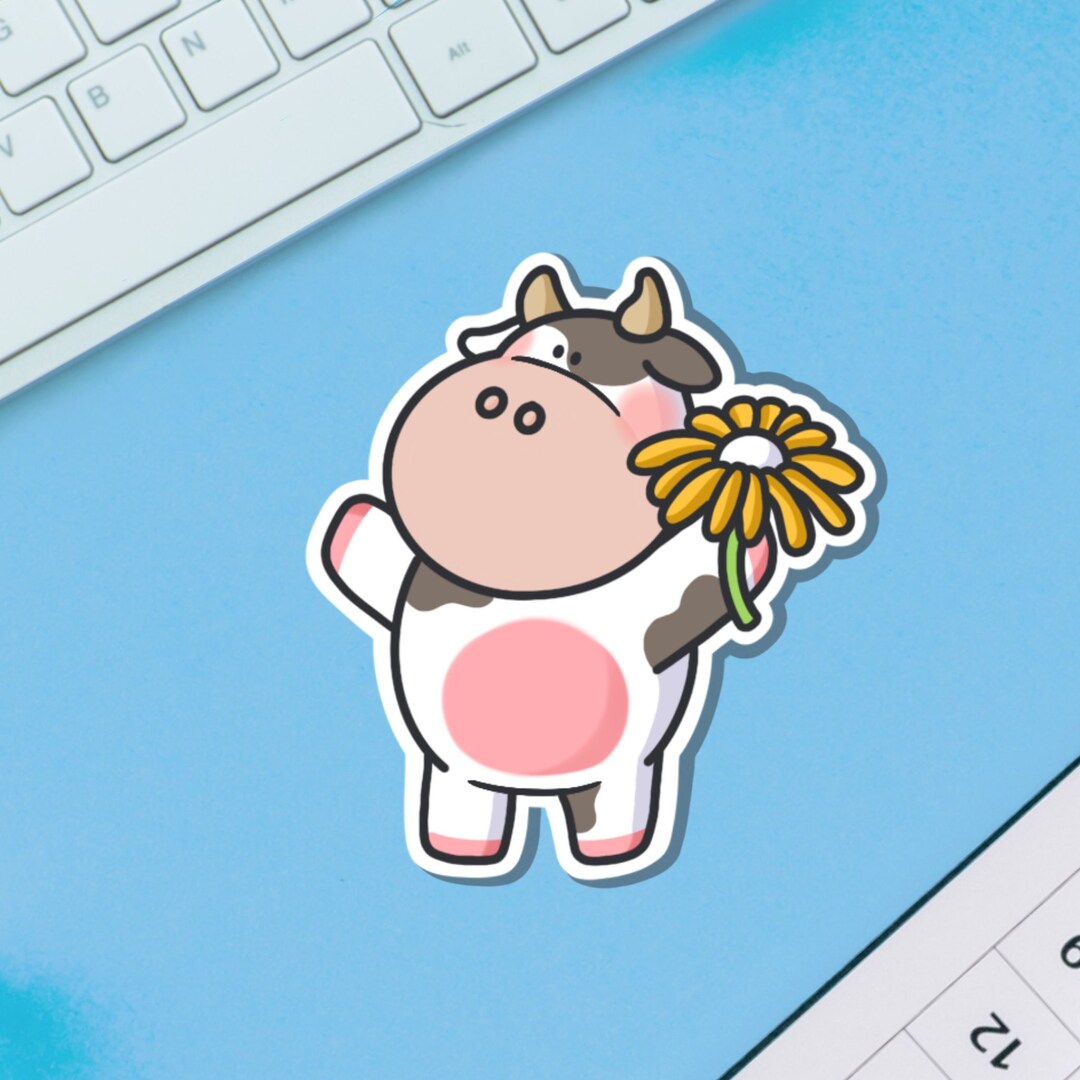 Cute Cow Vinyl Sticker Kawaii Cow Stickers Cute Vinyl Sticker, Planner ...
