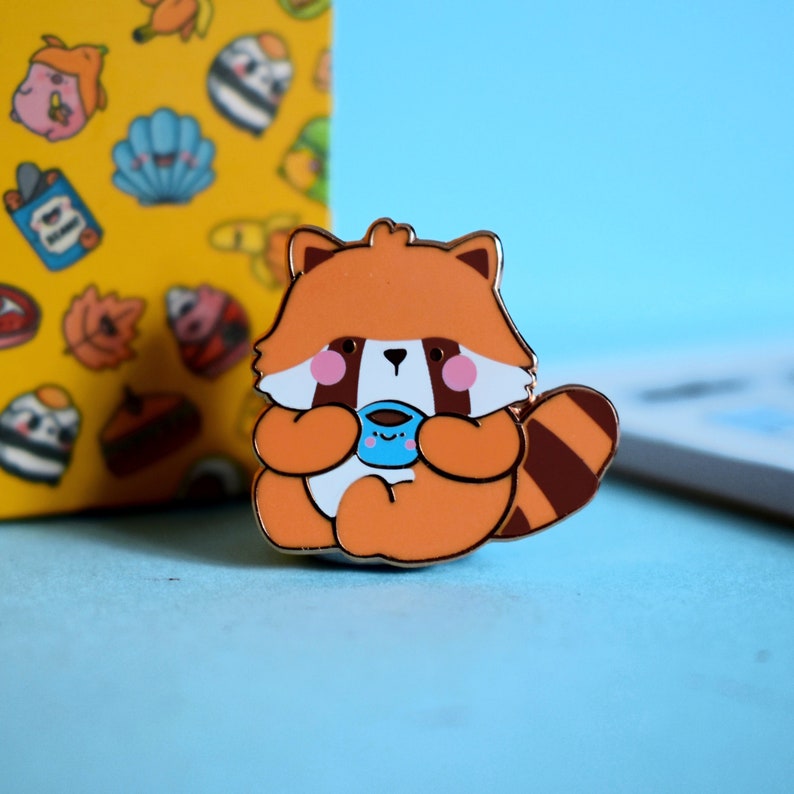Cute Red Panda Enamel Pin Kawaii Red Panda Pin Rose Gold - Etsy