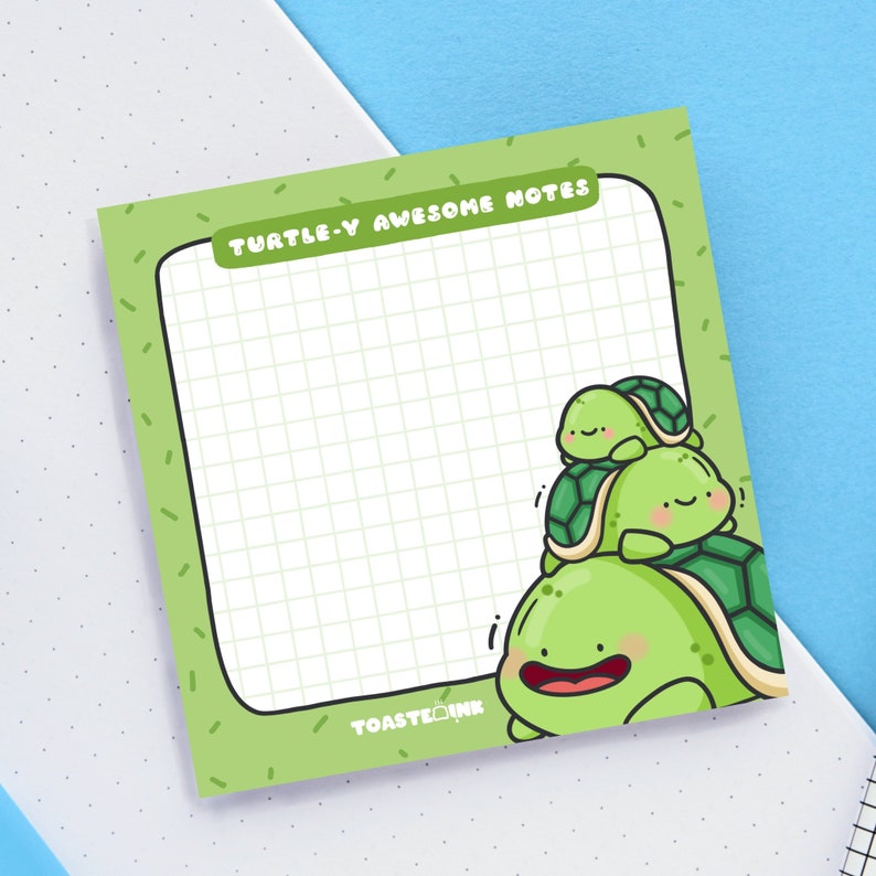 Turtle Sticky Notes, Mini Grid Kawaii Design Sticky Notes | Cute Memo ...