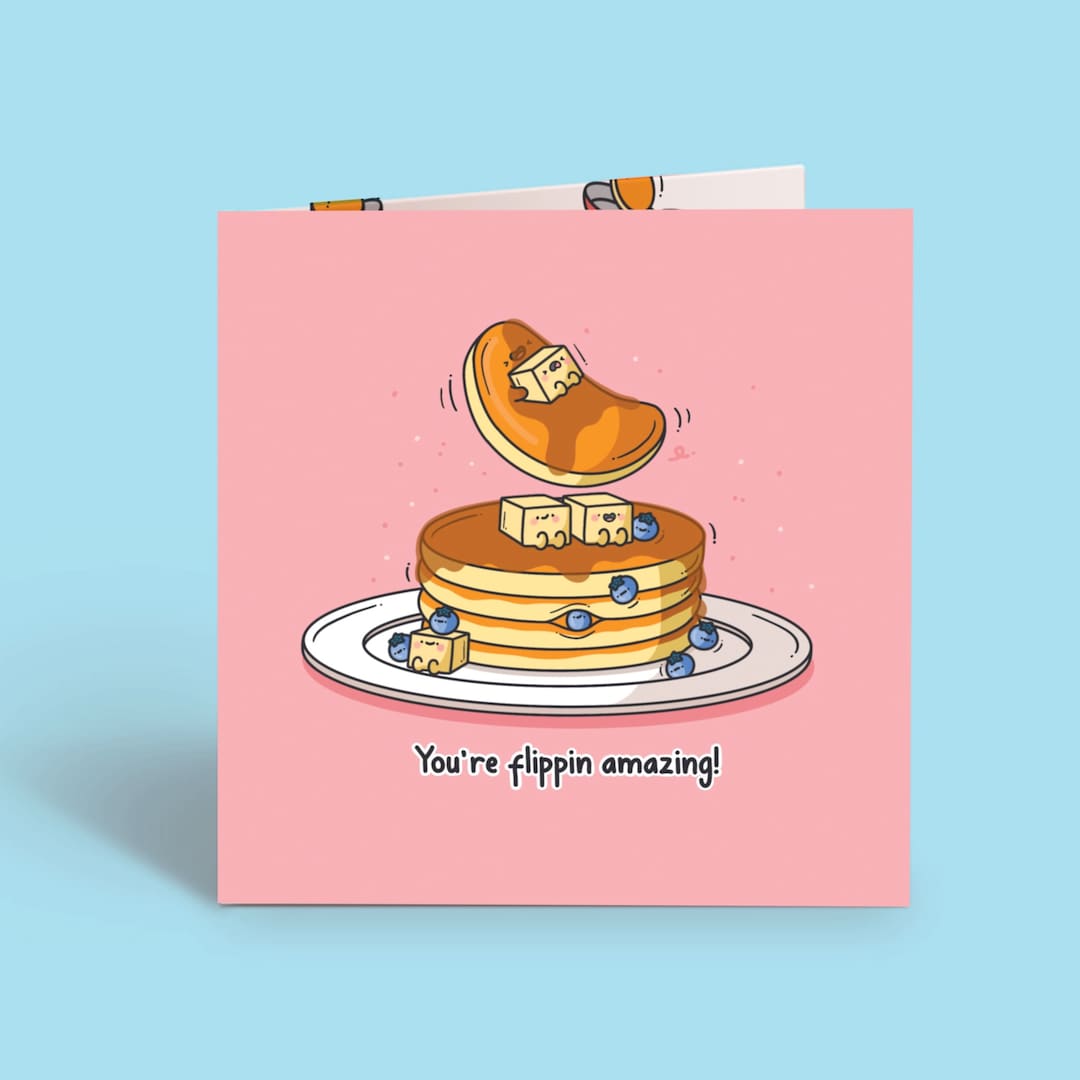 Pancakes Card Cute Card, Friendship Cards for Her, Cards for Him Funny ...