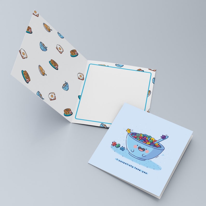Cute Cereal Card I Cereal-sly Love You Kawaii Cards for - Etsy
