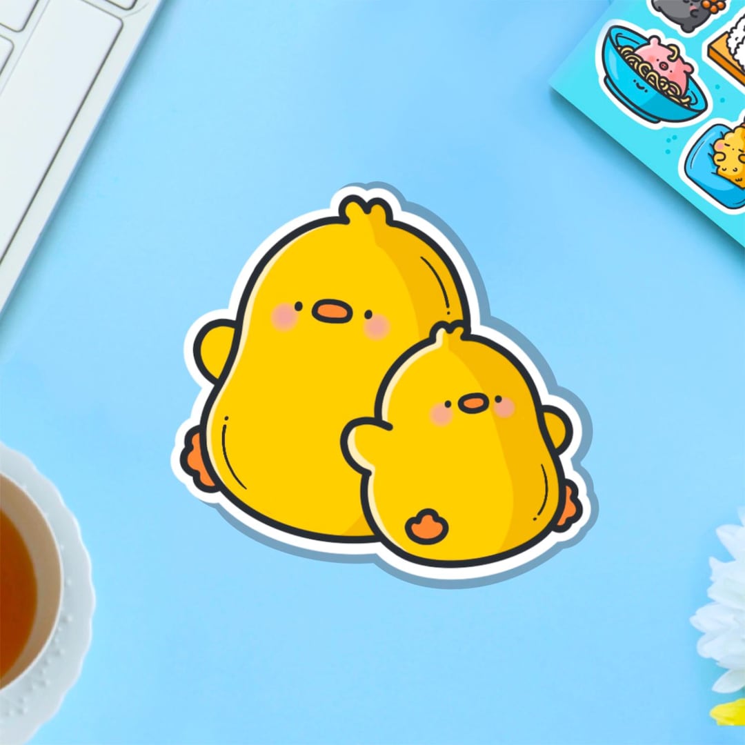 Two Chicks Vinyl Sticker | Kawaii Chicken Stickers | Cute Vinyl Sticker ...