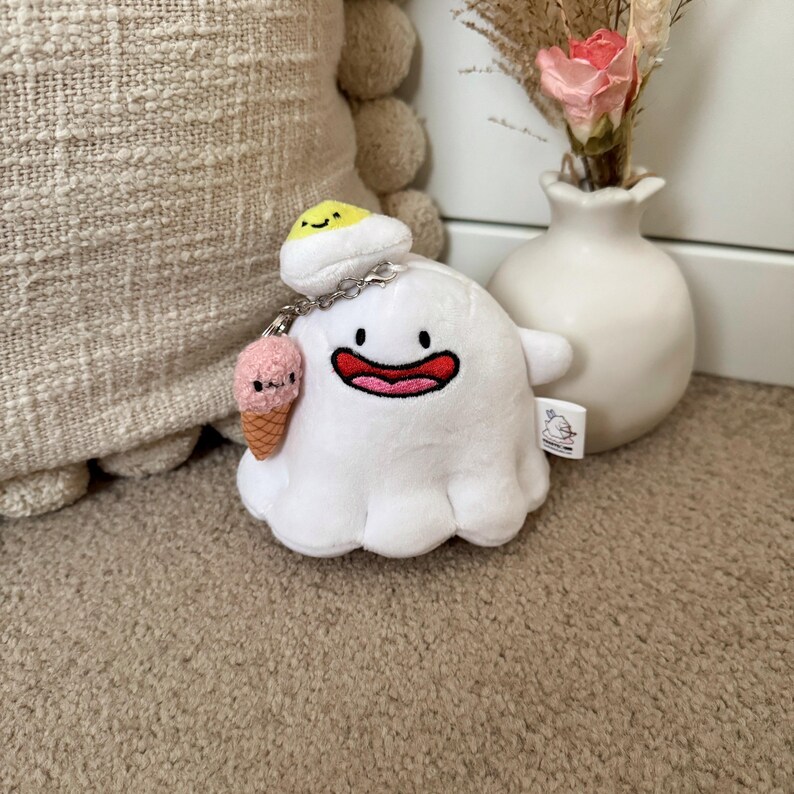 Ghost Plush Keychain – Cute Kawaii Ghost Bag Charm, Soft Stuffed Toy ...