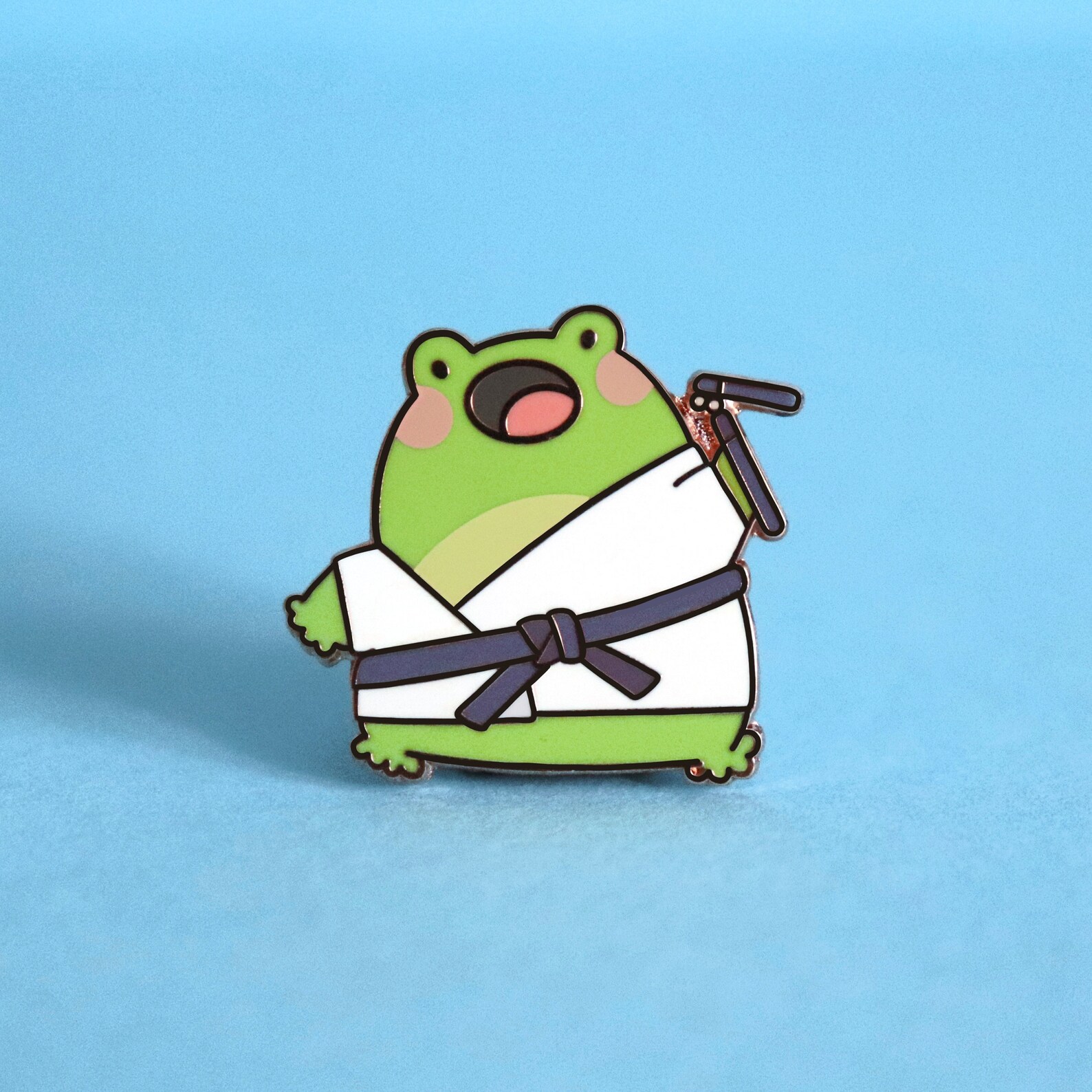 Karate Frog Enamel Pin | Kawaii Frog Pin | Rose Gold Frog | Hard Enamel ...