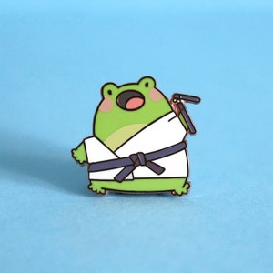 Karate Frog Enamel Pin | Kawaii Frog Pin | Rose Gold Frog | Hard Enamel ...