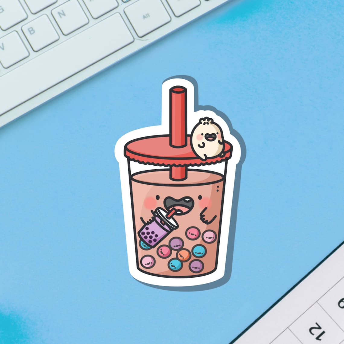 Cute Boba Tea Vinyl Sticker Kawaii Bubble Tea Stickers - Etsy