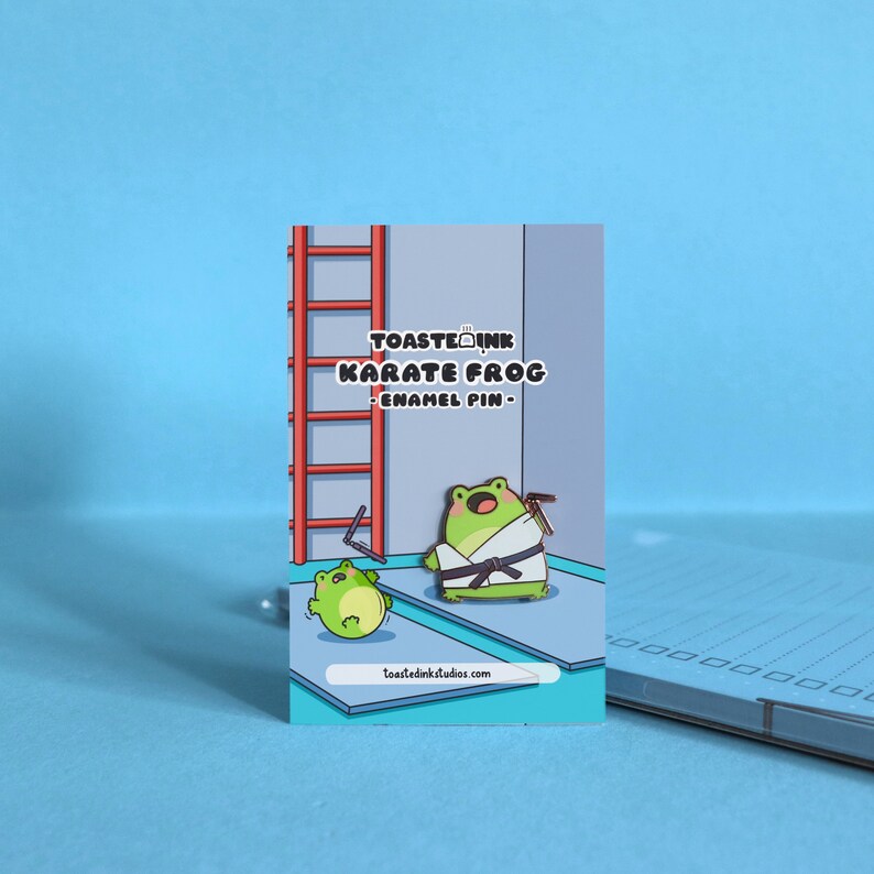 Karate Frog Enamel Pin | Kawaii Frog Pin | Rose Gold Frog | Hard Enamel ...