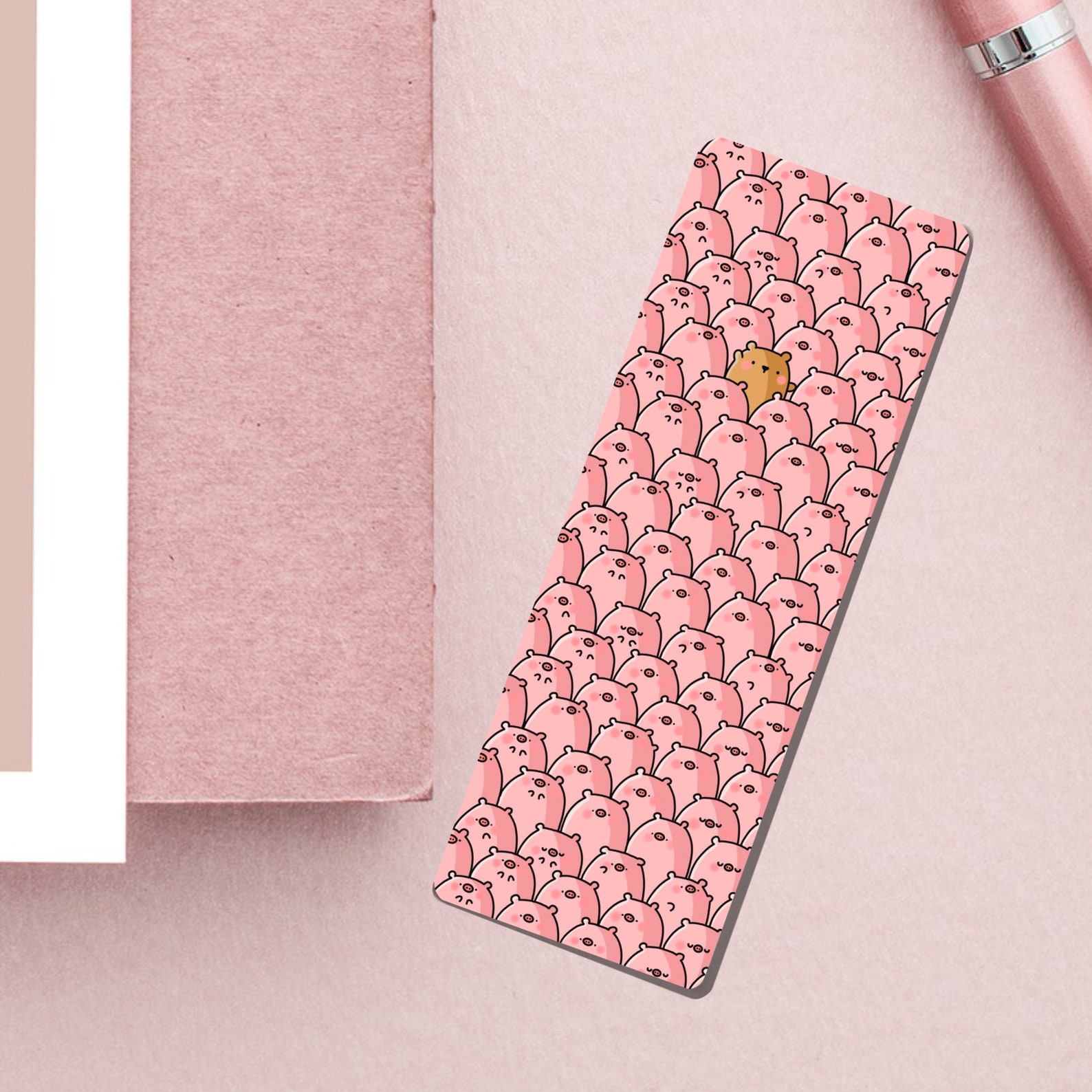 Pig Print Bookmark Kawaii Pig Bookmark Velvet | Etsy