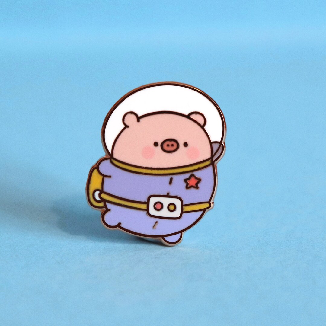 Space Pig Enamel Pin | Kawaii Pig Pin | Cute Animals | Rose Gold Pig ...