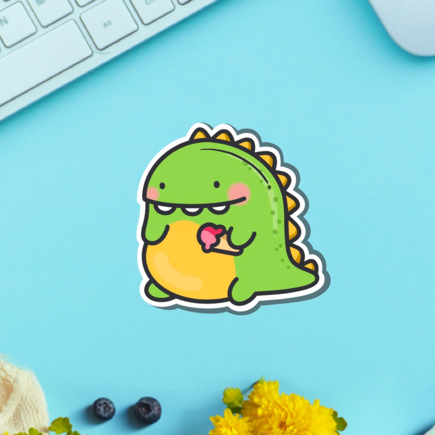 Dinosaur Vinyl Sticker | Kawaii Dinosaur Stickers | Cute Vinyl Sticker ...