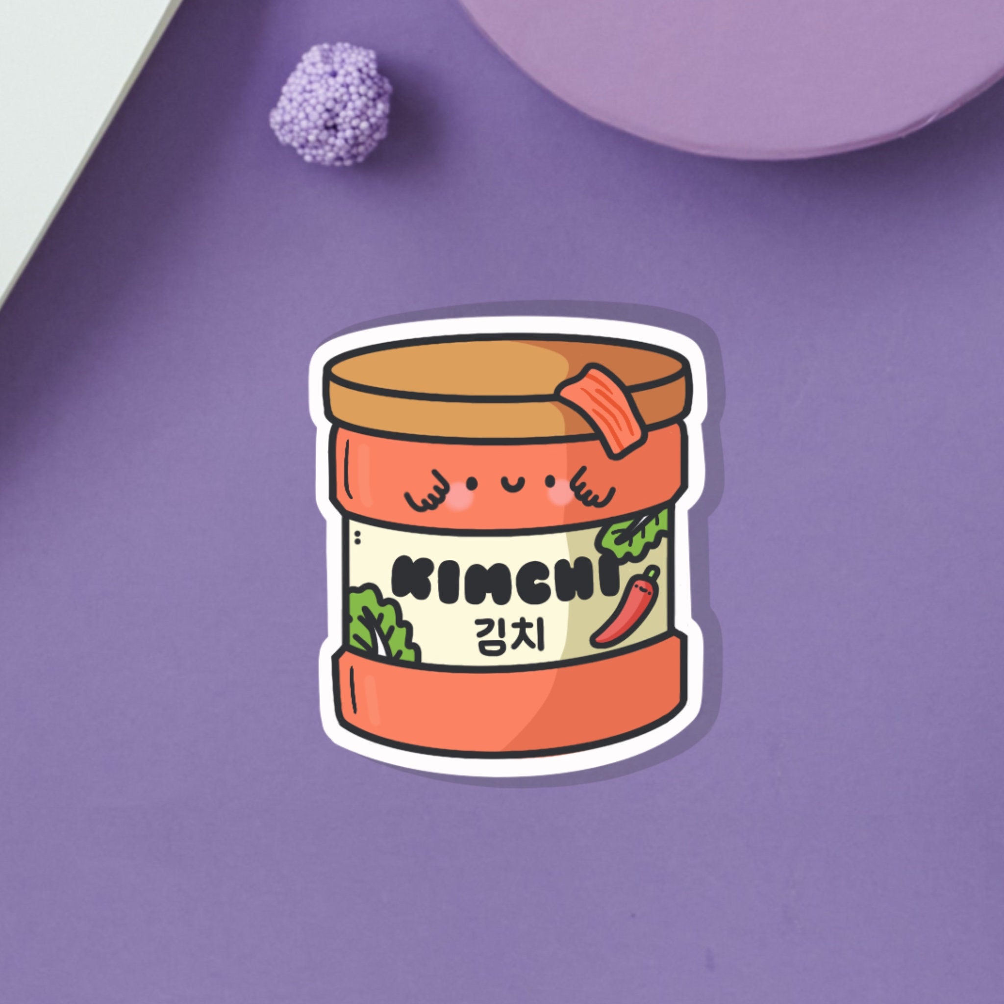 Cute Kimchi Vinyl Sticker | Kawaii Korean Food Stickers | Cute Vinyl ...