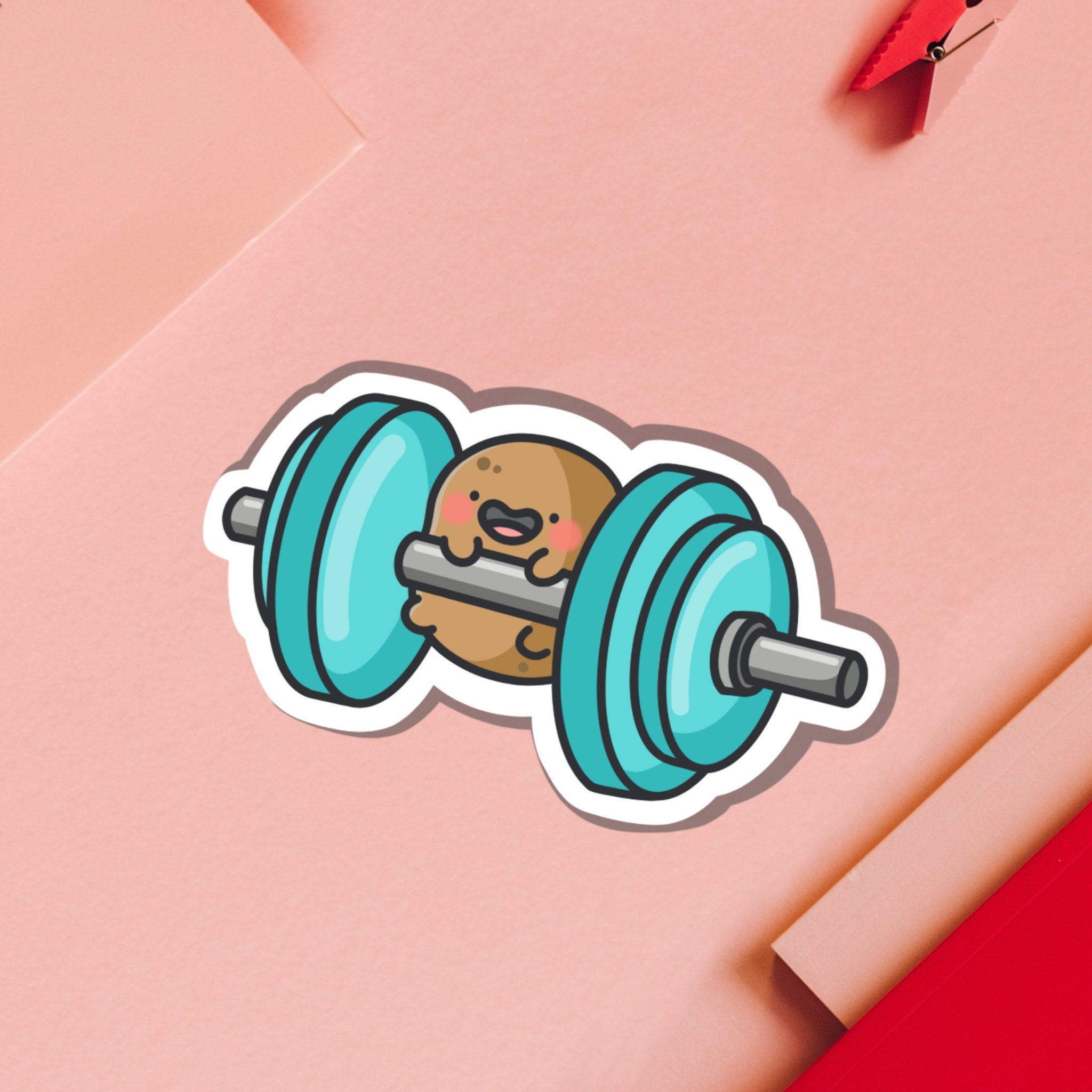 Fitness Potato Vinyl Sticker Kawaii Weights Stickers Cute - Etsy UK