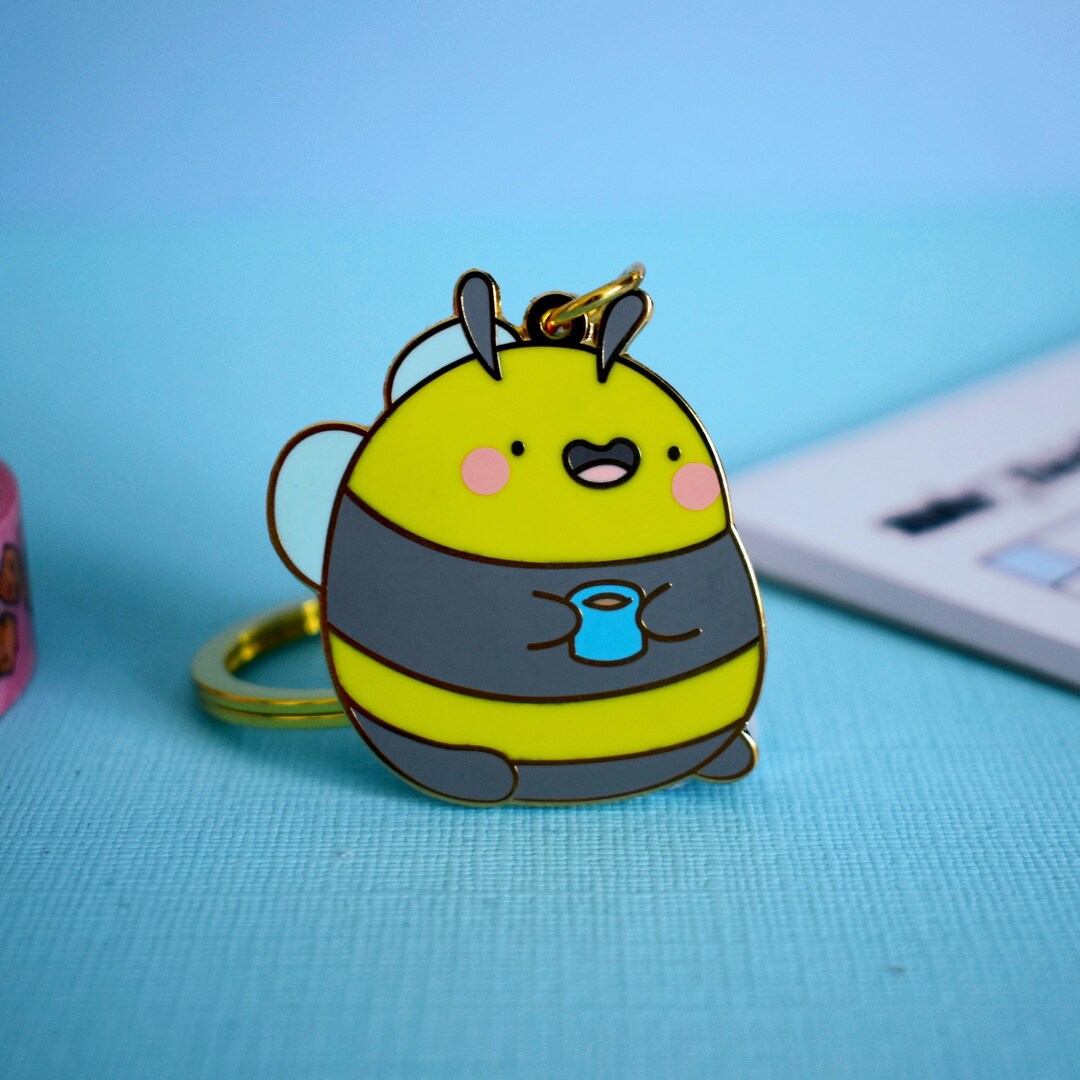 Cute Bumblebee Key Ring Kawaii Bumblebee Keychain Key Ring Enamel Charm ...