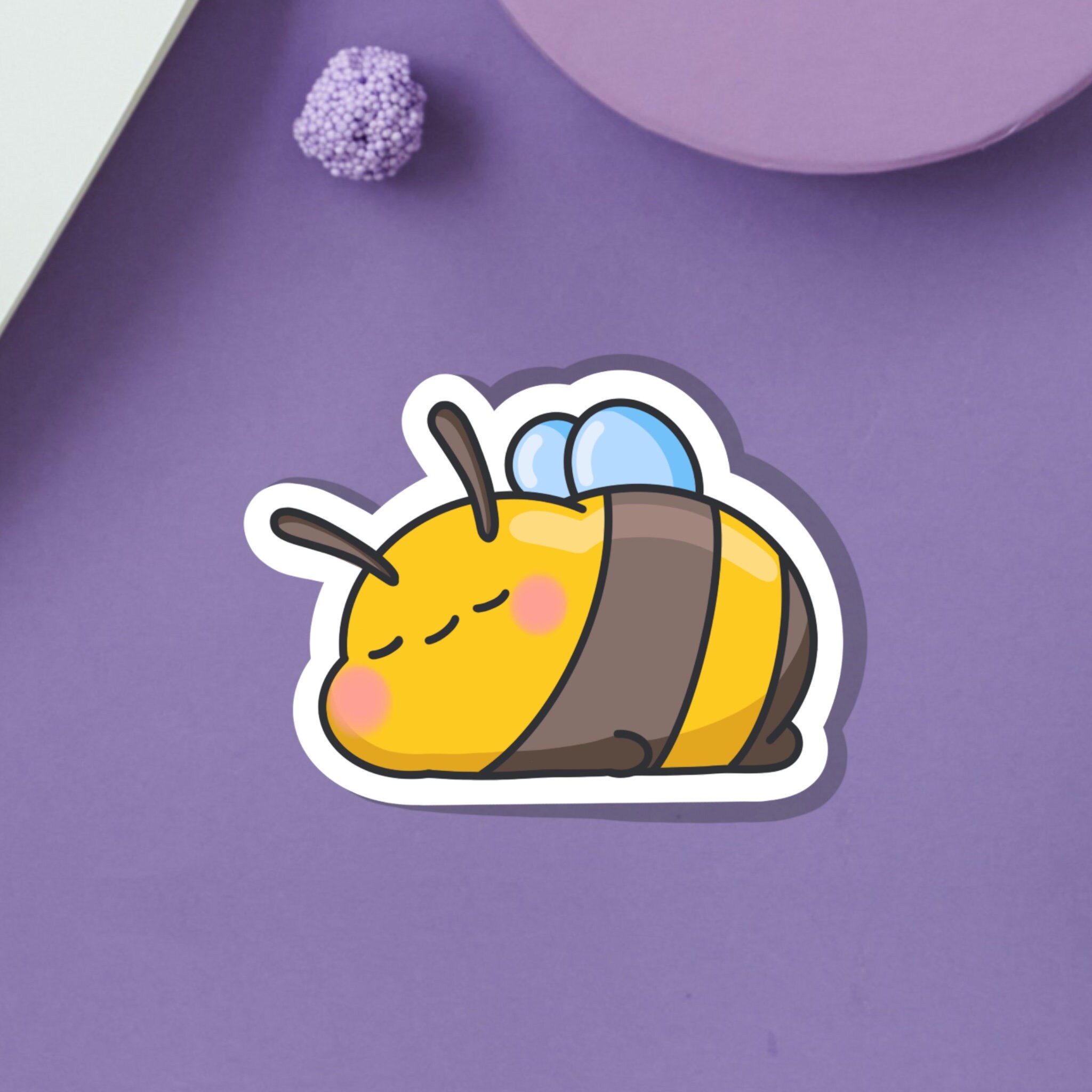 Sleepy Bumblebee Vinyl Sticker Kawaii Bee Stickers Cute - Etsy UK