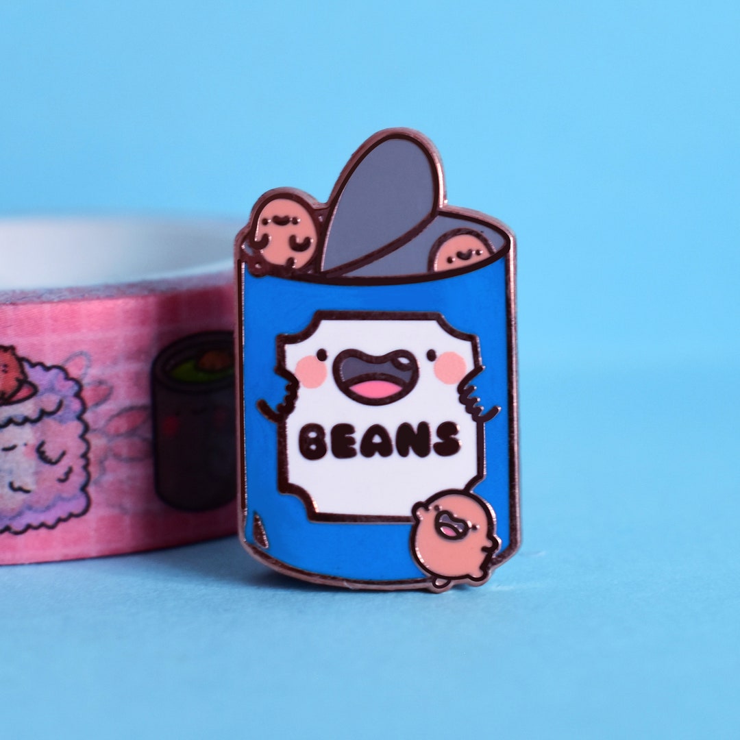 Cute Beans Enamel Pin Kawaii Beans Pin Rose Gold Baked Beans Hard ...