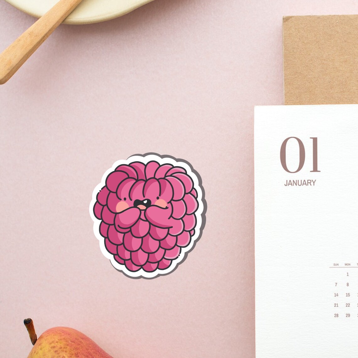 Cute Raspberry Vinyl Sticker Kawaii Stickers Berry Stickers | Etsy