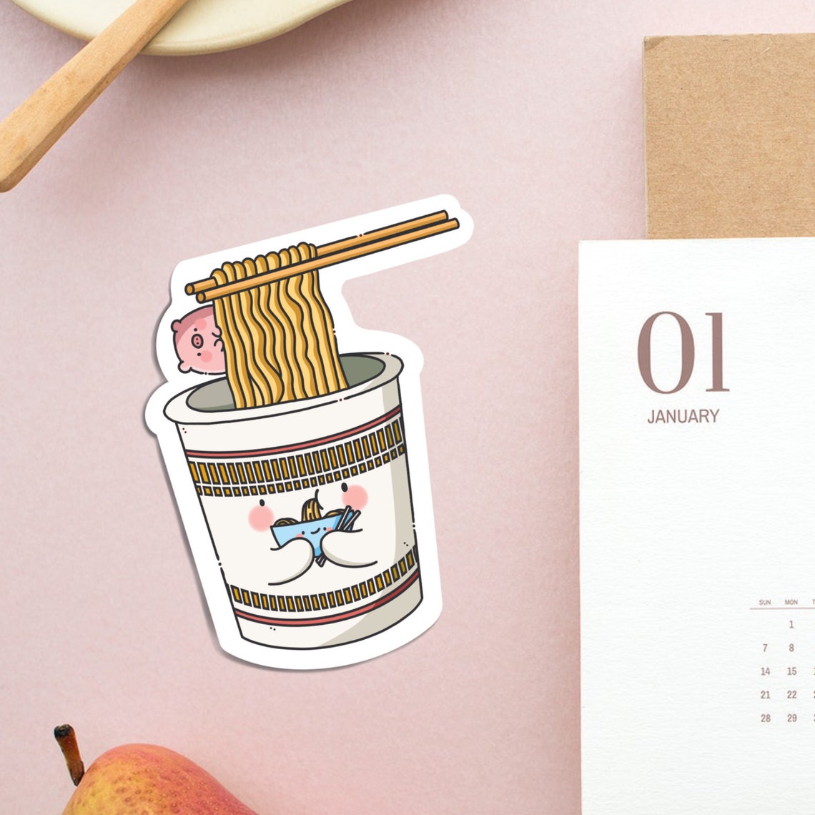 Cute Ramen Noodles Vinyl Sticker Kawaii Ramen Stickers | Etsy