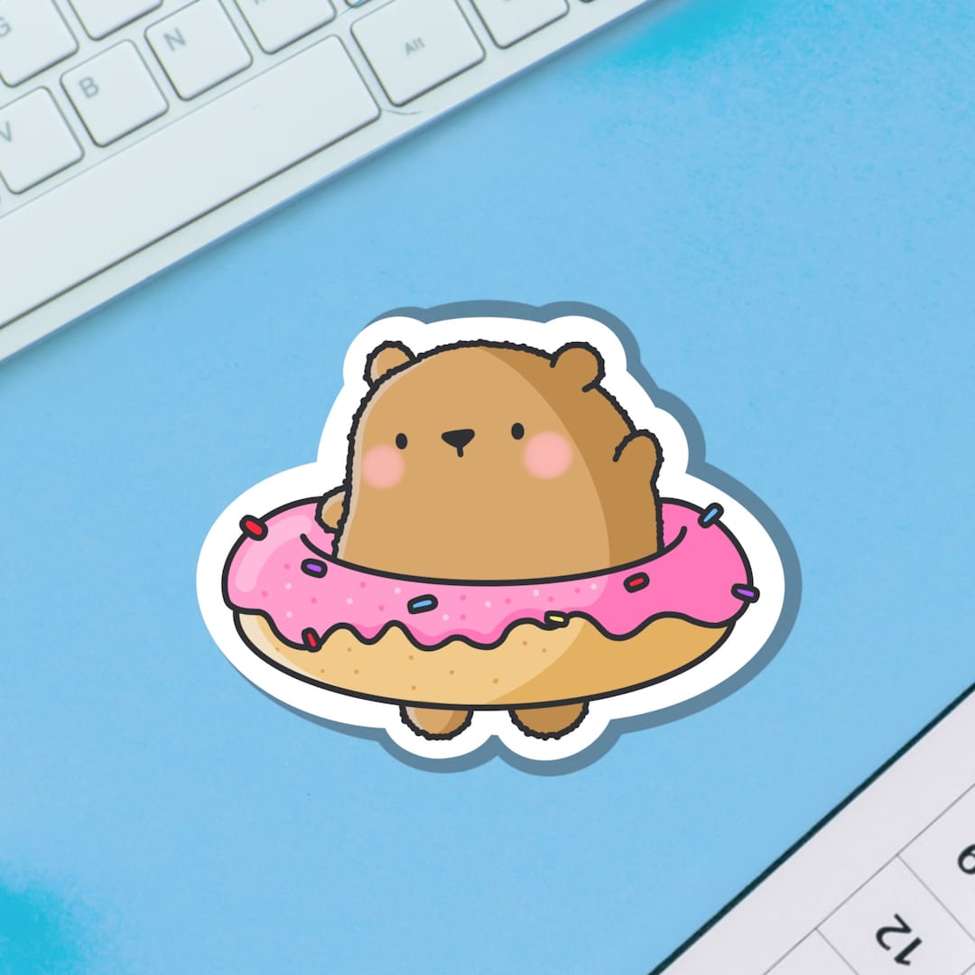 Cute Bears Vinyl Sticker Kawaii Bear Stickers Cute Donut Vinyl Sticker ...