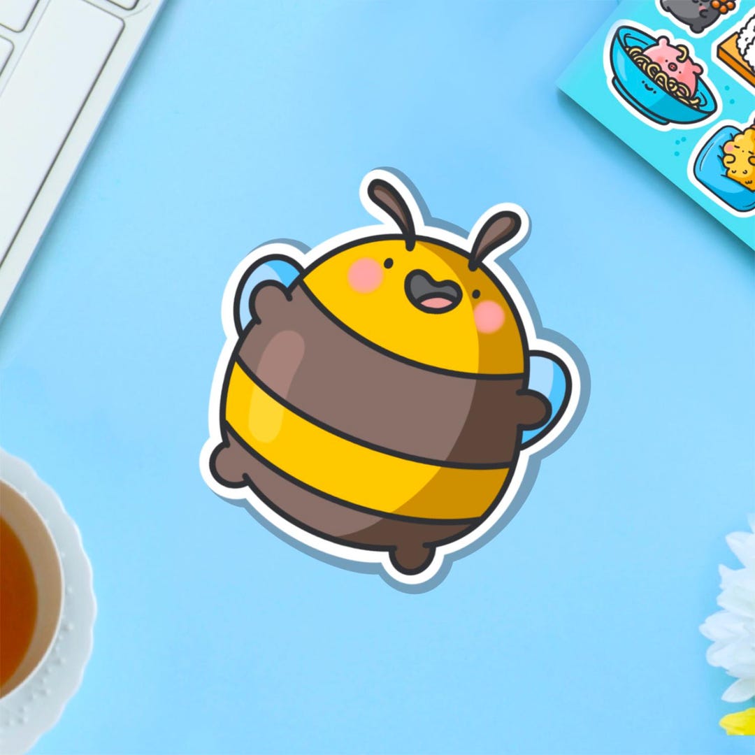 Jumping Bee Vinyl Sticker | Kawaii Bumblebee Stickers | Cute Vinyl ...