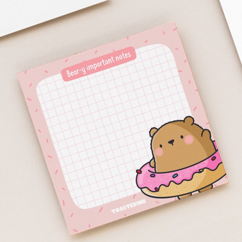 Bear Sticky Notes Mini Grid Kawaii Design Sticky Notes Cute | Etsy