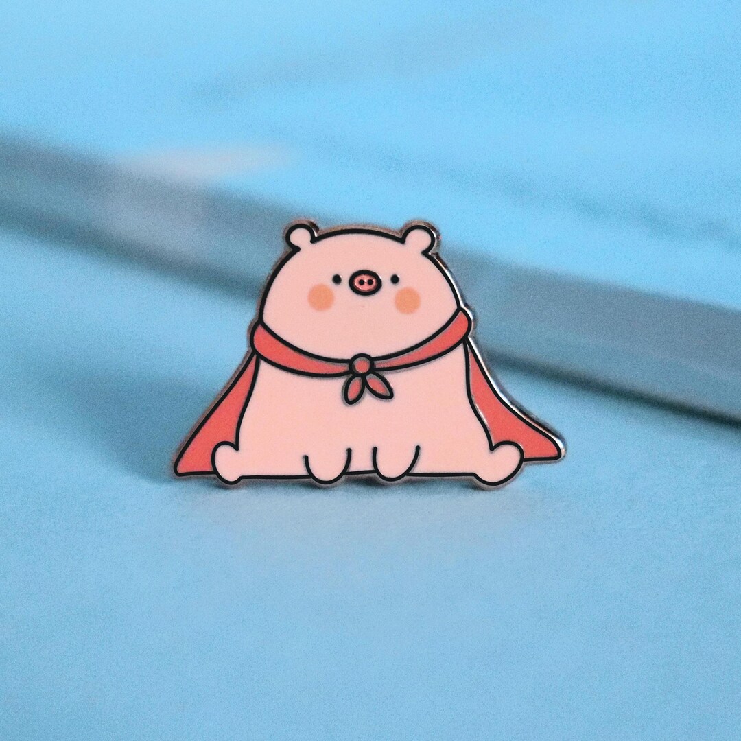 Super Pig Enamel Pin | Kawaii Pig Pin | Cute Animals | Rose Gold Pig ...
