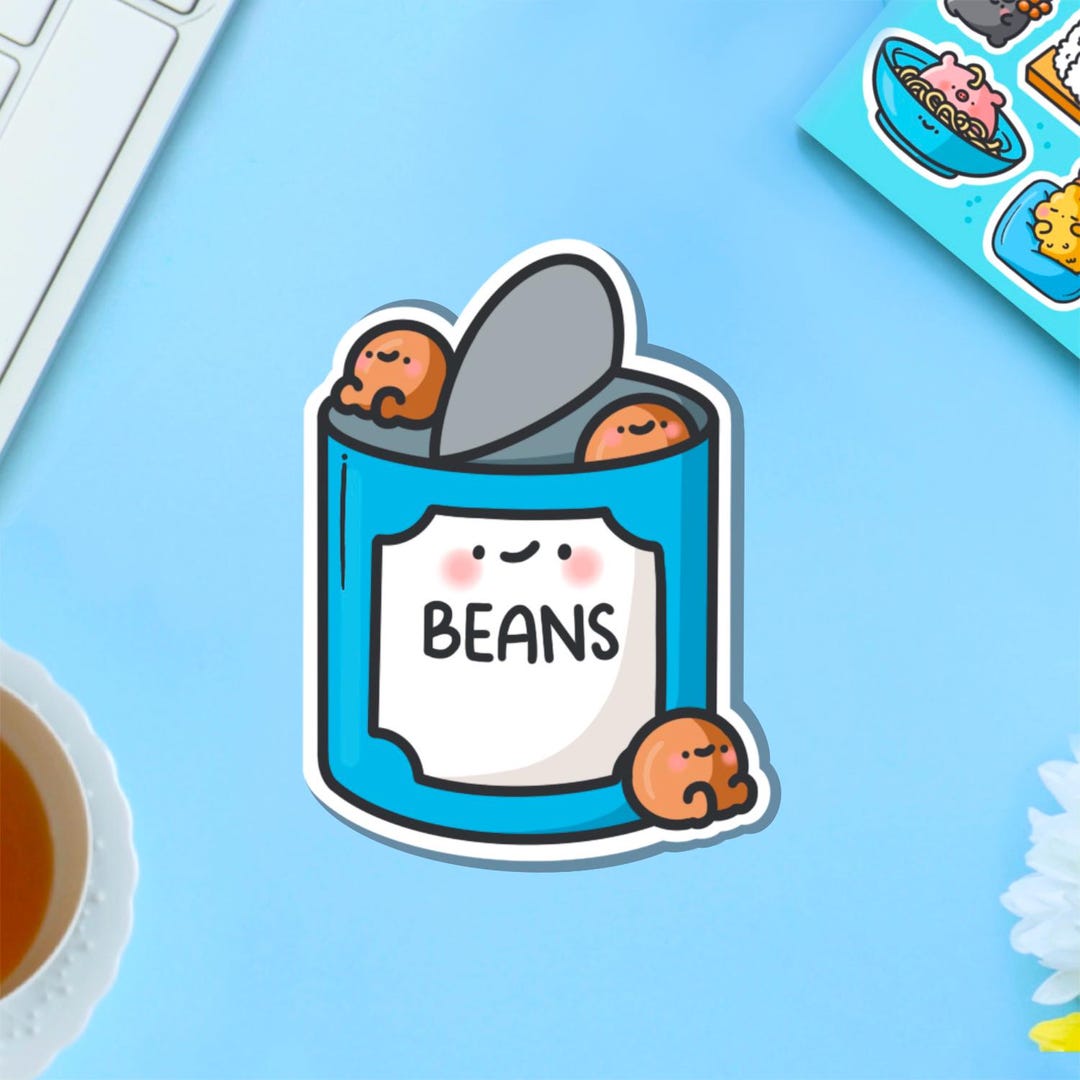 Baked Beans Vinyl Sticker | Kawaii Stickers, Beans Stickers | Cute ...