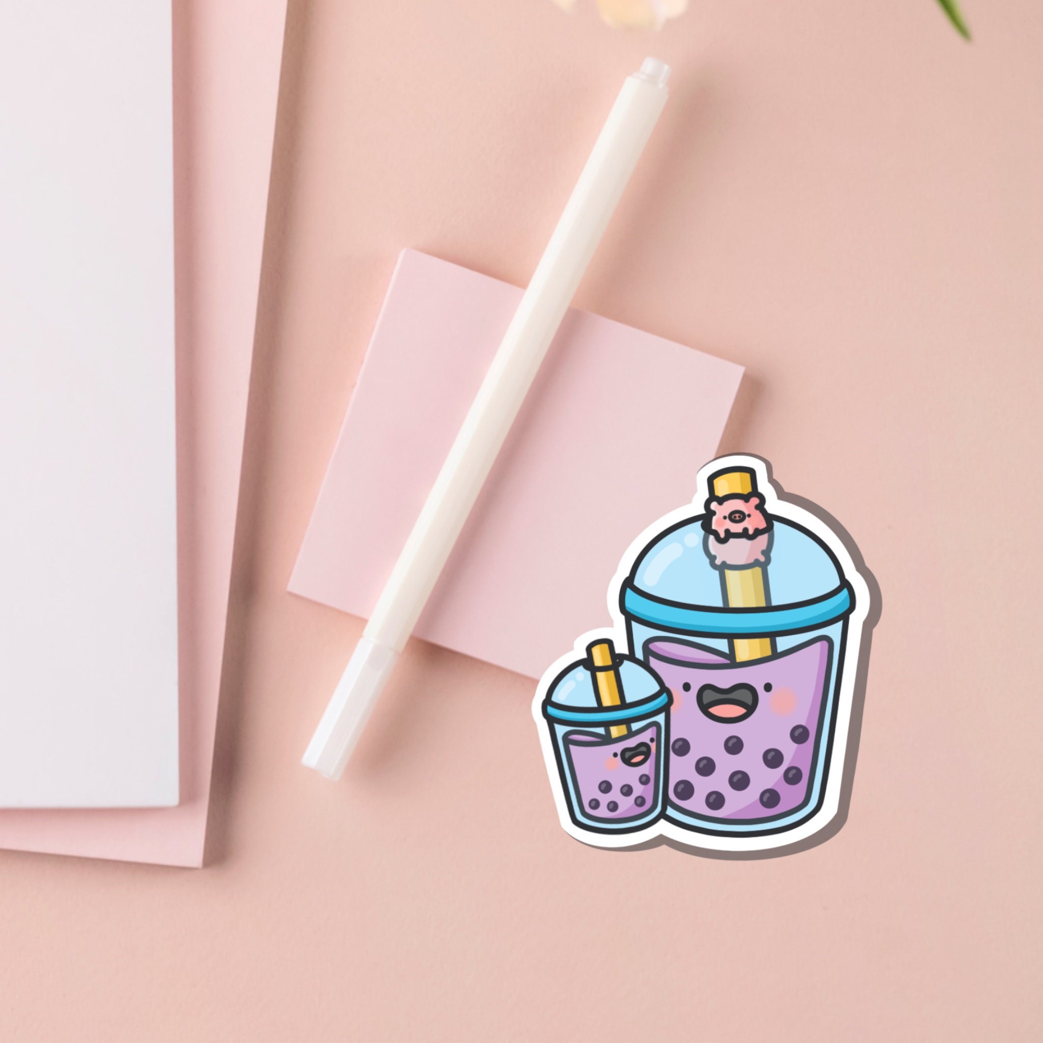 Cute Boba Tea Vinyl Sticker Kawaii Bubble Tea Stickers | Etsy UK