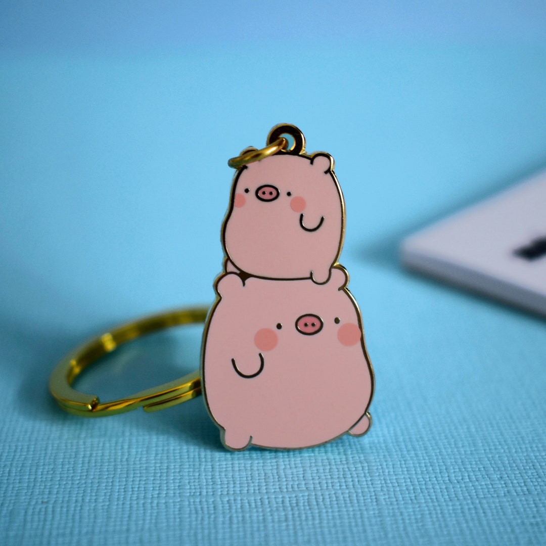 Cute Pigs Key Ring | Kawaii Pig Stack Keychain | Key Ring | Enamel ...