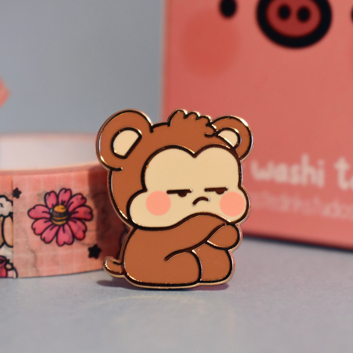 Cute Monkey Duo Enamel Pins Kawaii Monkey Pin Rose Gold - Etsy