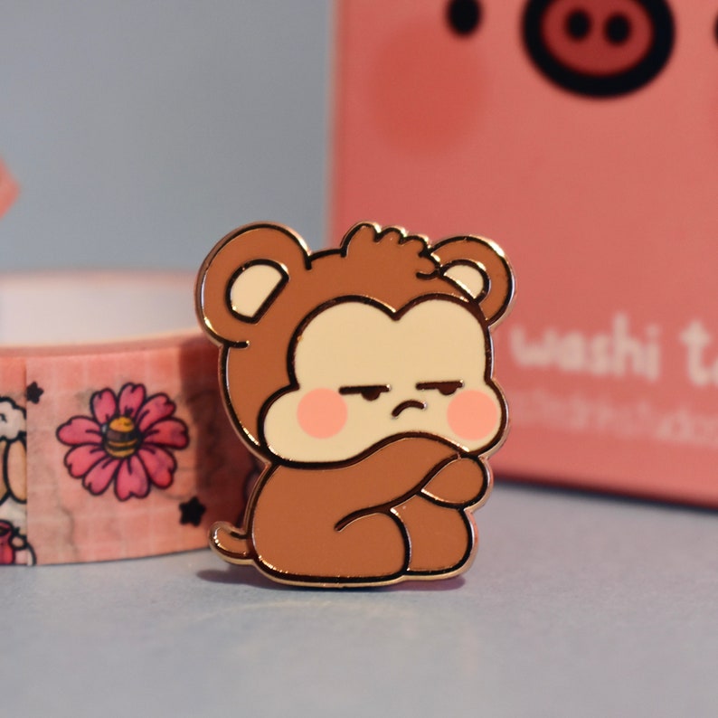 Cute Monkey Duo Enamel Pins Kawaii Monkey Pin Rose Gold - Etsy