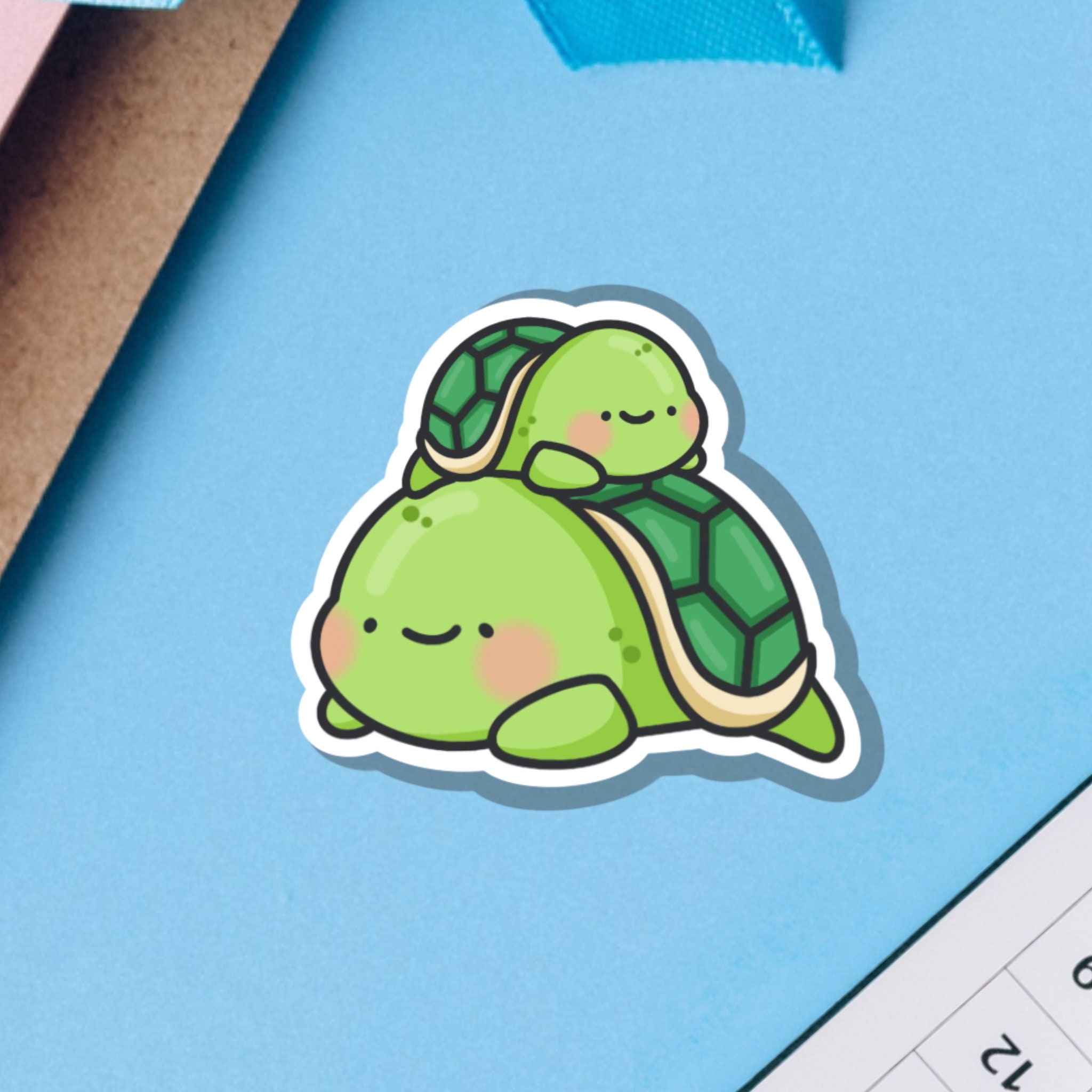 Turtle Vinyl Sticker Kawaii Stickers Turtle Stickers Cute - Etsy