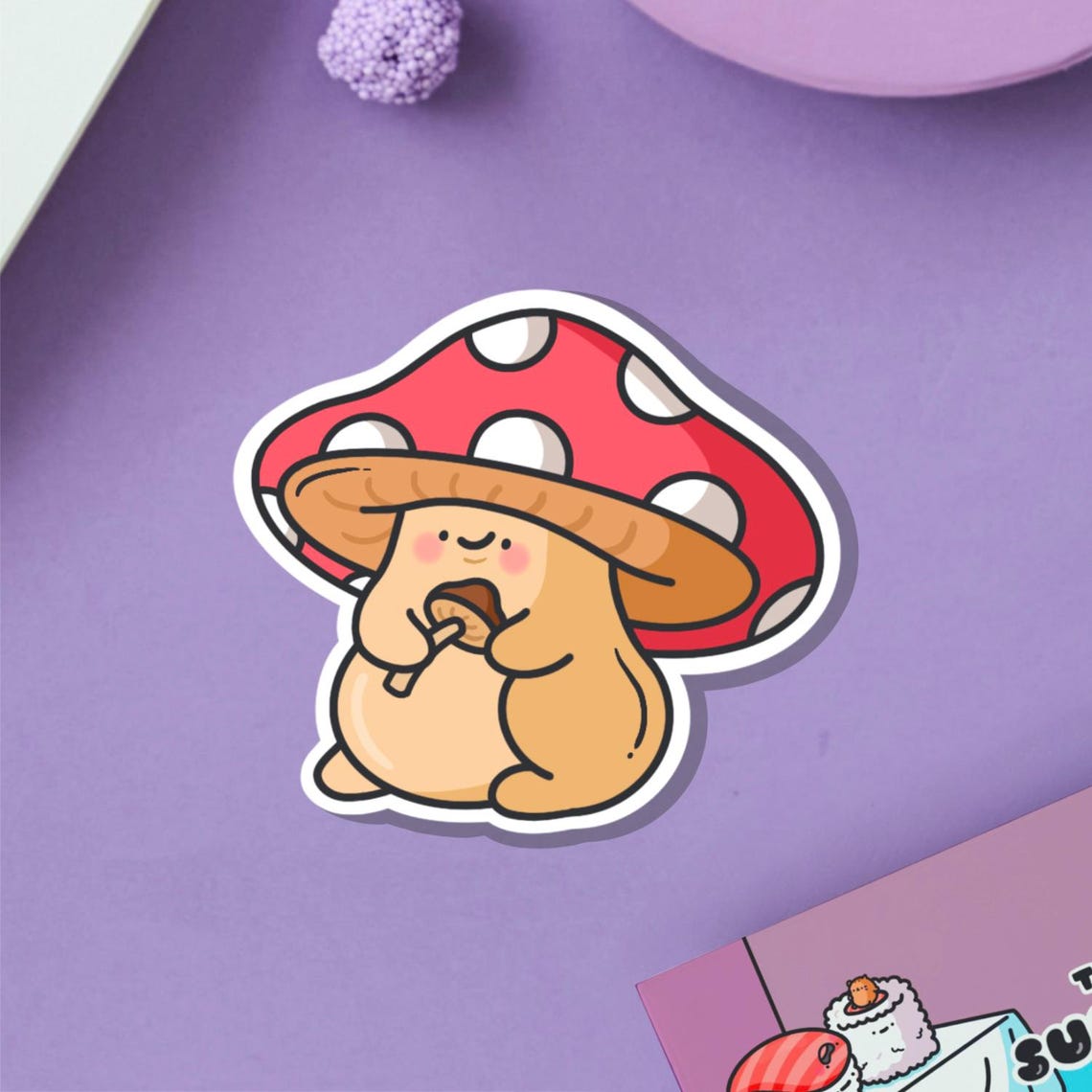 Mushroom Vinyl Sticker | Kawaii Mushroom Stickers | Cute Vinyl Sticker ...