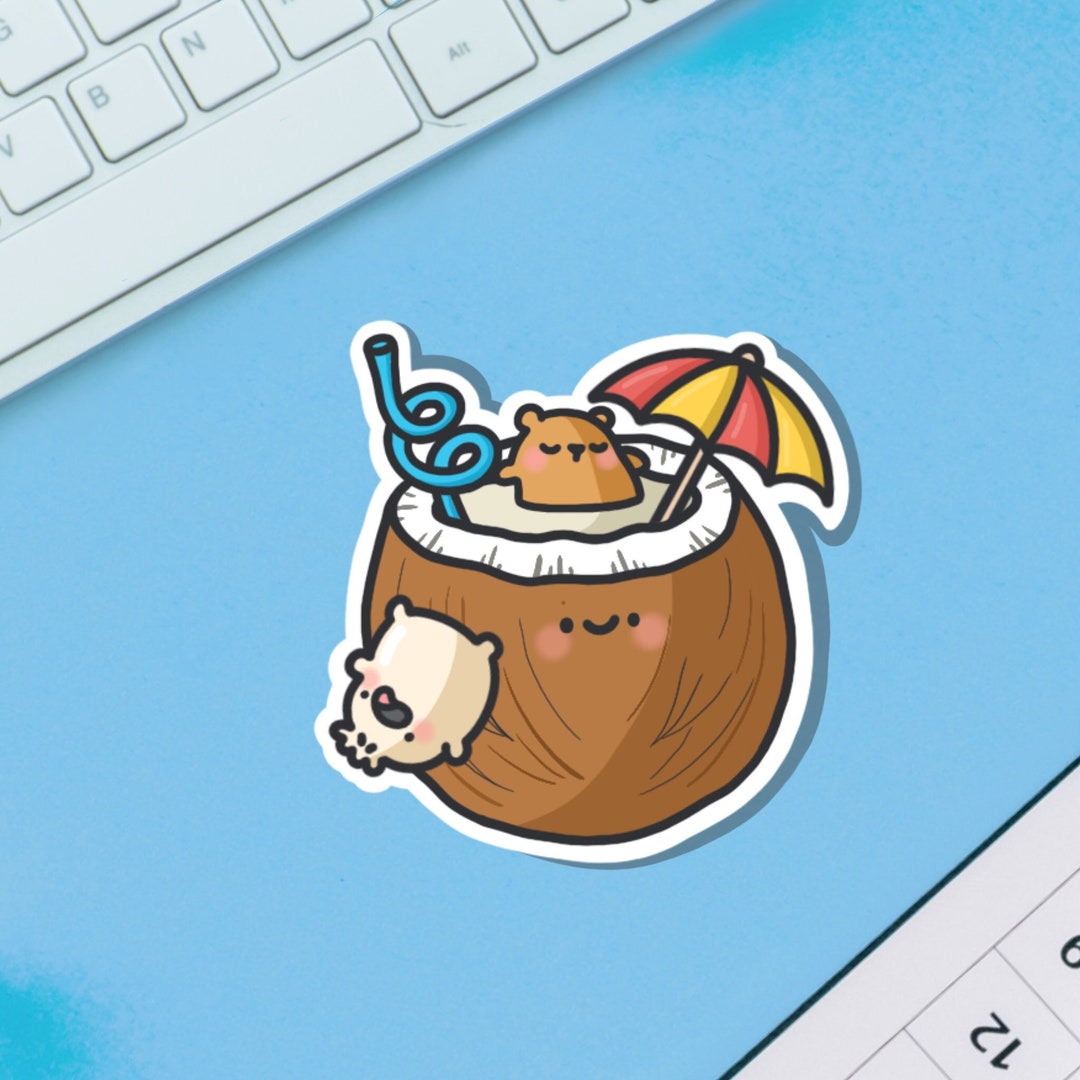Cute Coconut Vinyl Sticker Kawaii Coconut Stickers Cute Vinyl Sticker ...