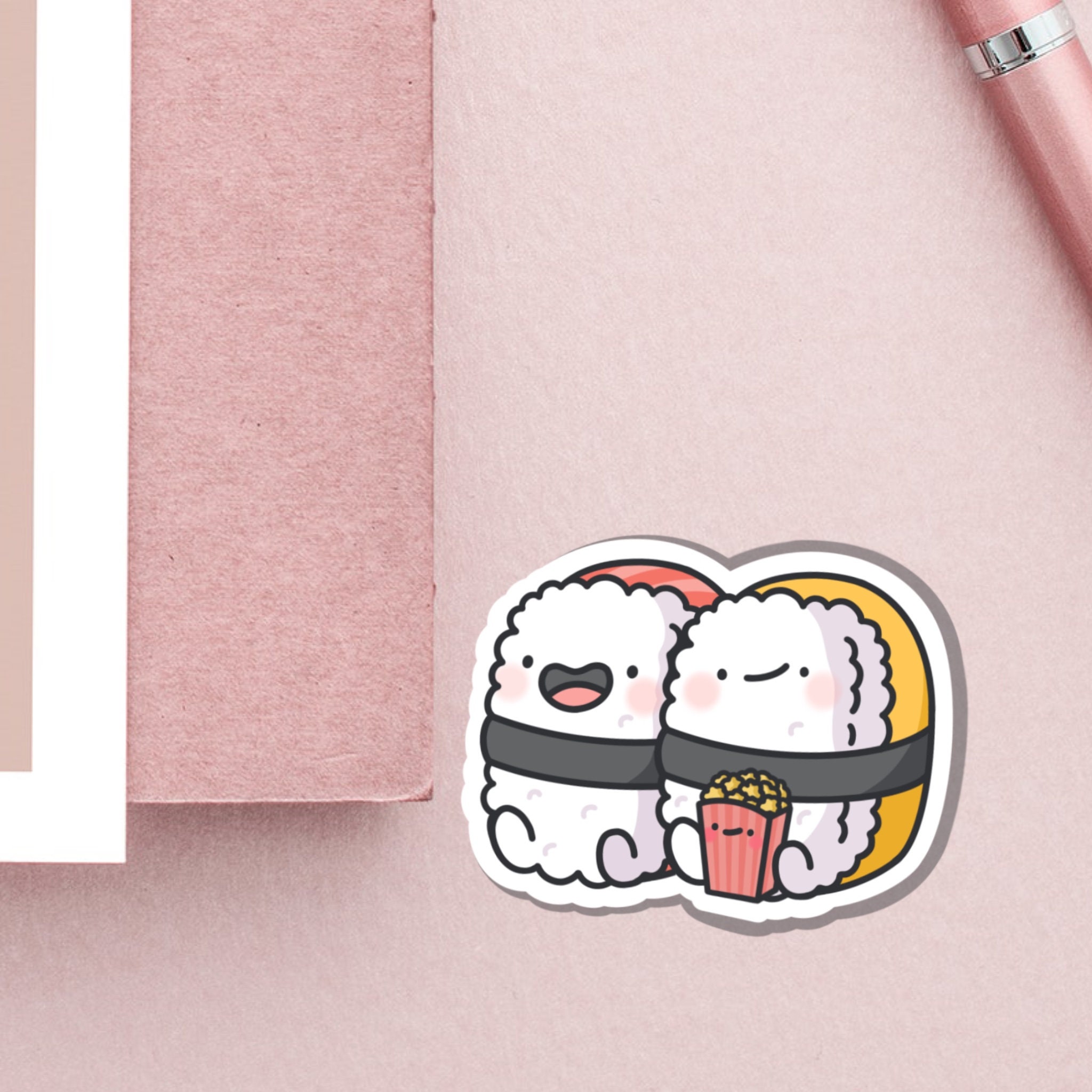 Cute Sushi Vinyl Sticker Kawaii Sushi Stickers Cute Vinyl Etsy