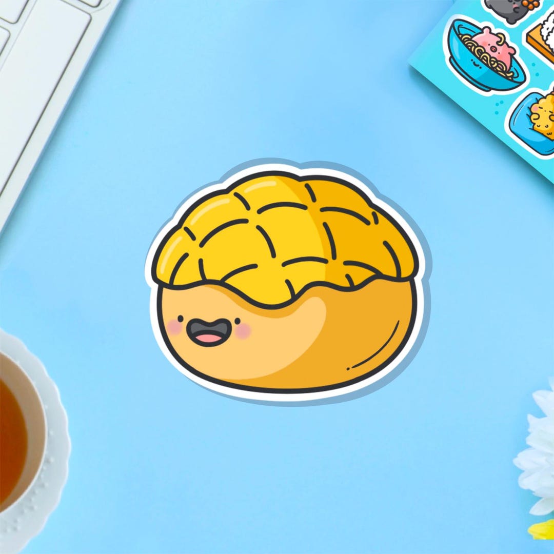 Pineapple Bun Vinyl Sticker | Kawaii Dim Sum Stickers | Cute Vinyl ...