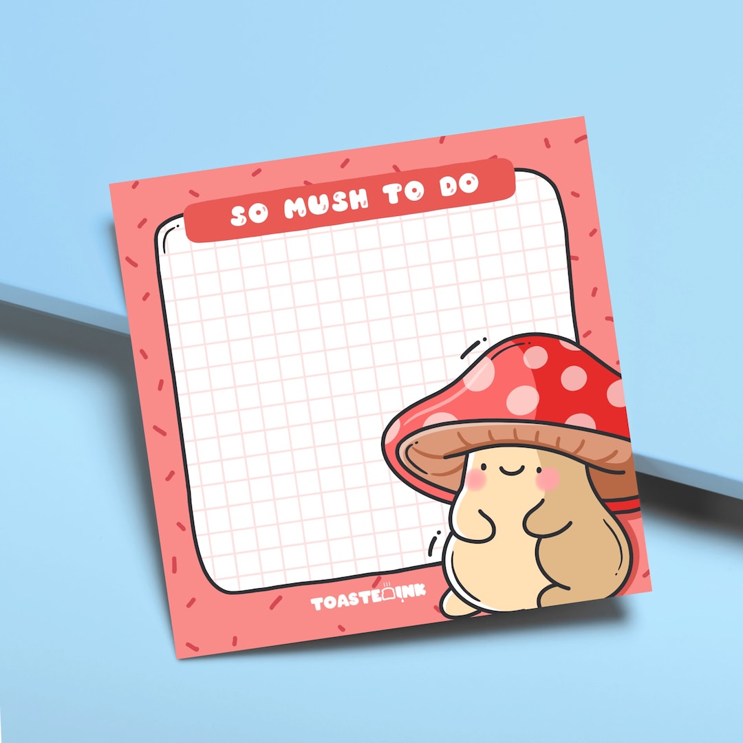 Mushroom Sticky Notes, Mini Grid Kawaii Design Sticky Notes | Cute Memo ...