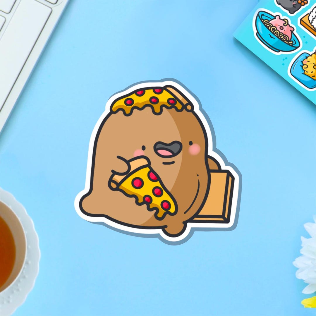 Pizza Potato Vinyl Sticker | Kawaii Potato Stickers | Cute Vinyl ...