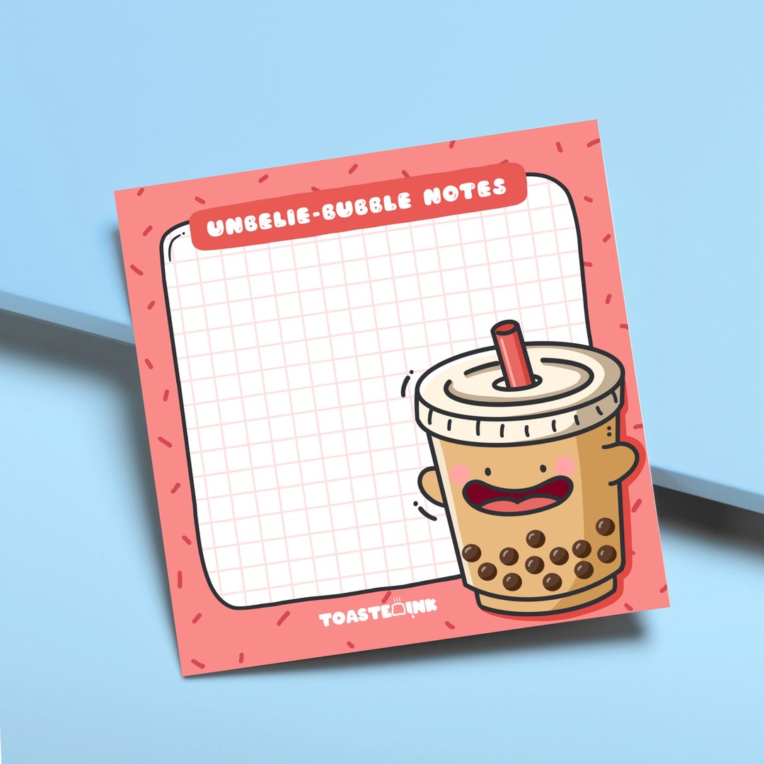 Bubble Tea Sticky Notes, Boba Kawaii Design Sticky Notes | Cute Memo ...