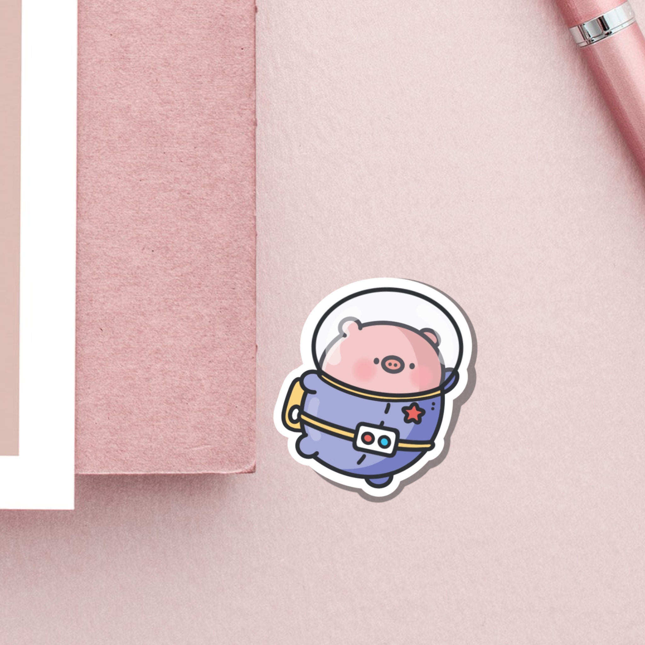 Space Pig Vinyl Sticker Kawaii Pig Stickers Cute Vinyl | Etsy