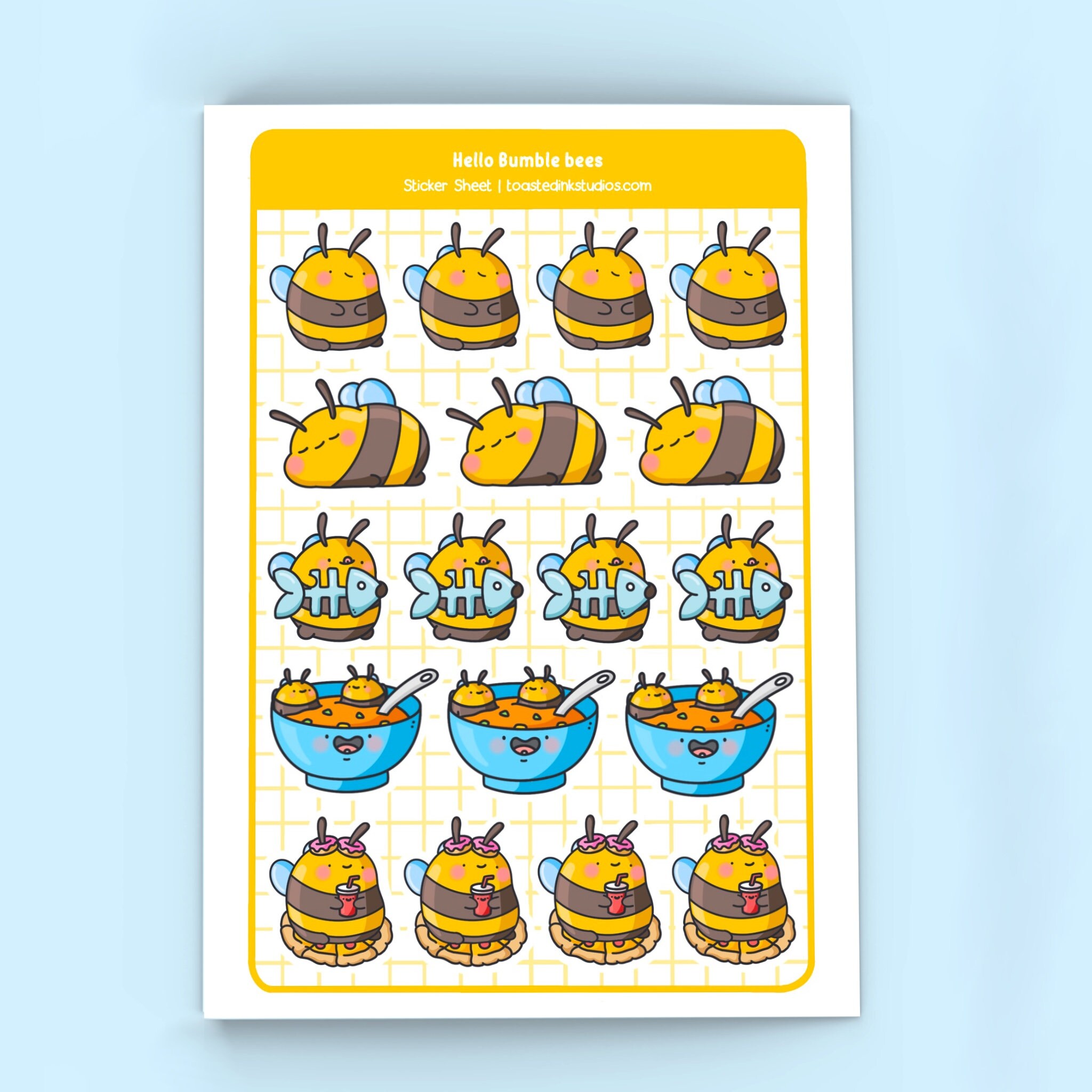 A6 Cute Bumble Bee Sticker Sheets Kawaii Bumblebee Planner - Etsy UK