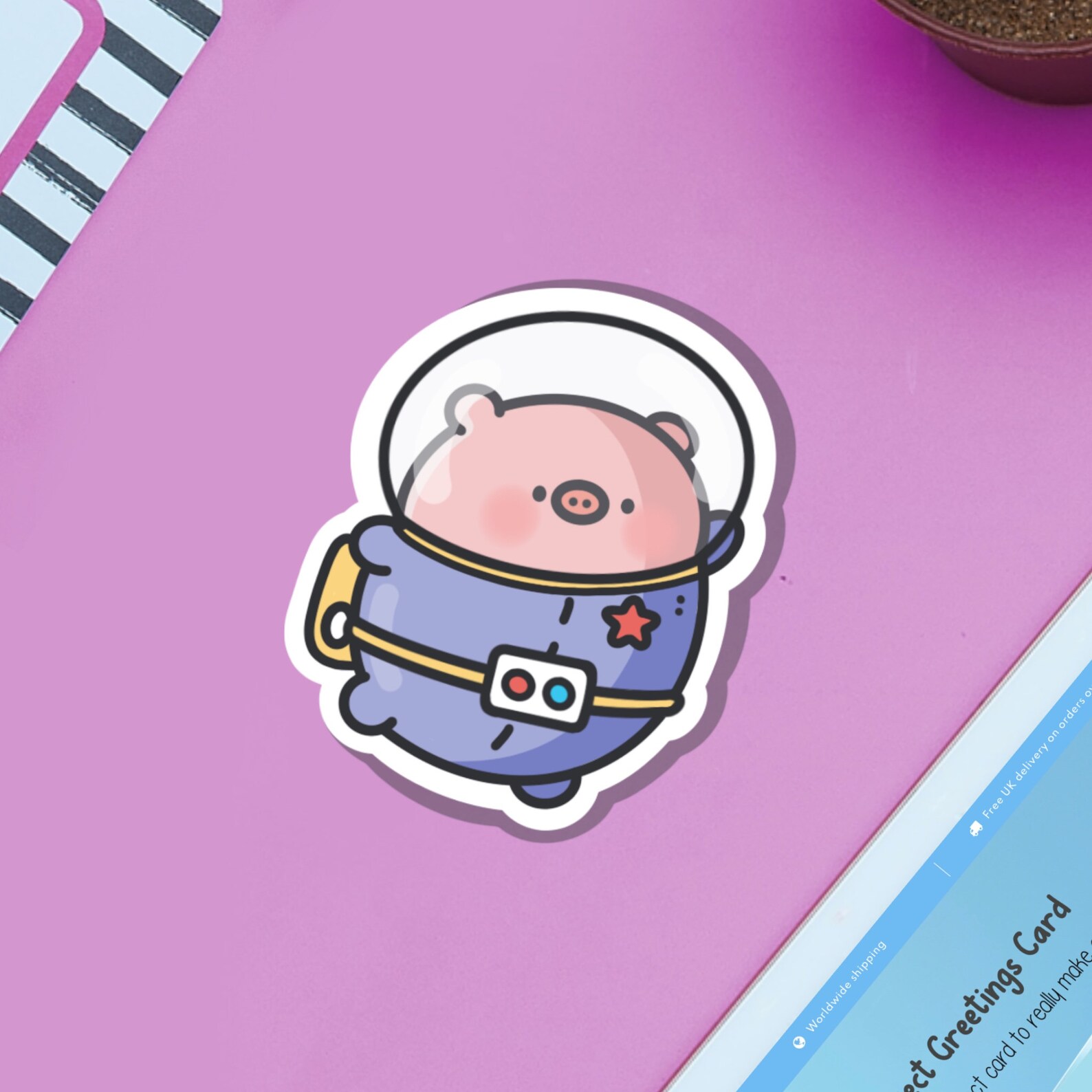 Space Pig Vinyl Sticker Kawaii Pig Stickers Cute Vinyl - Etsy UK